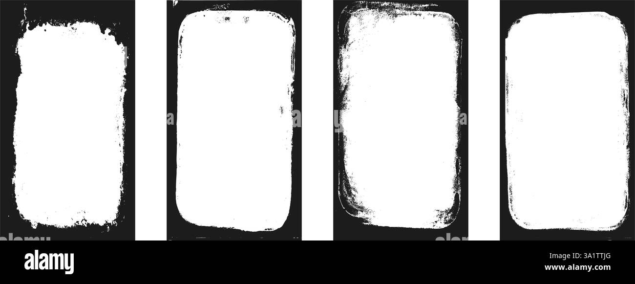 Photo grunge frames stories set template. Ink paint edges punk border ...