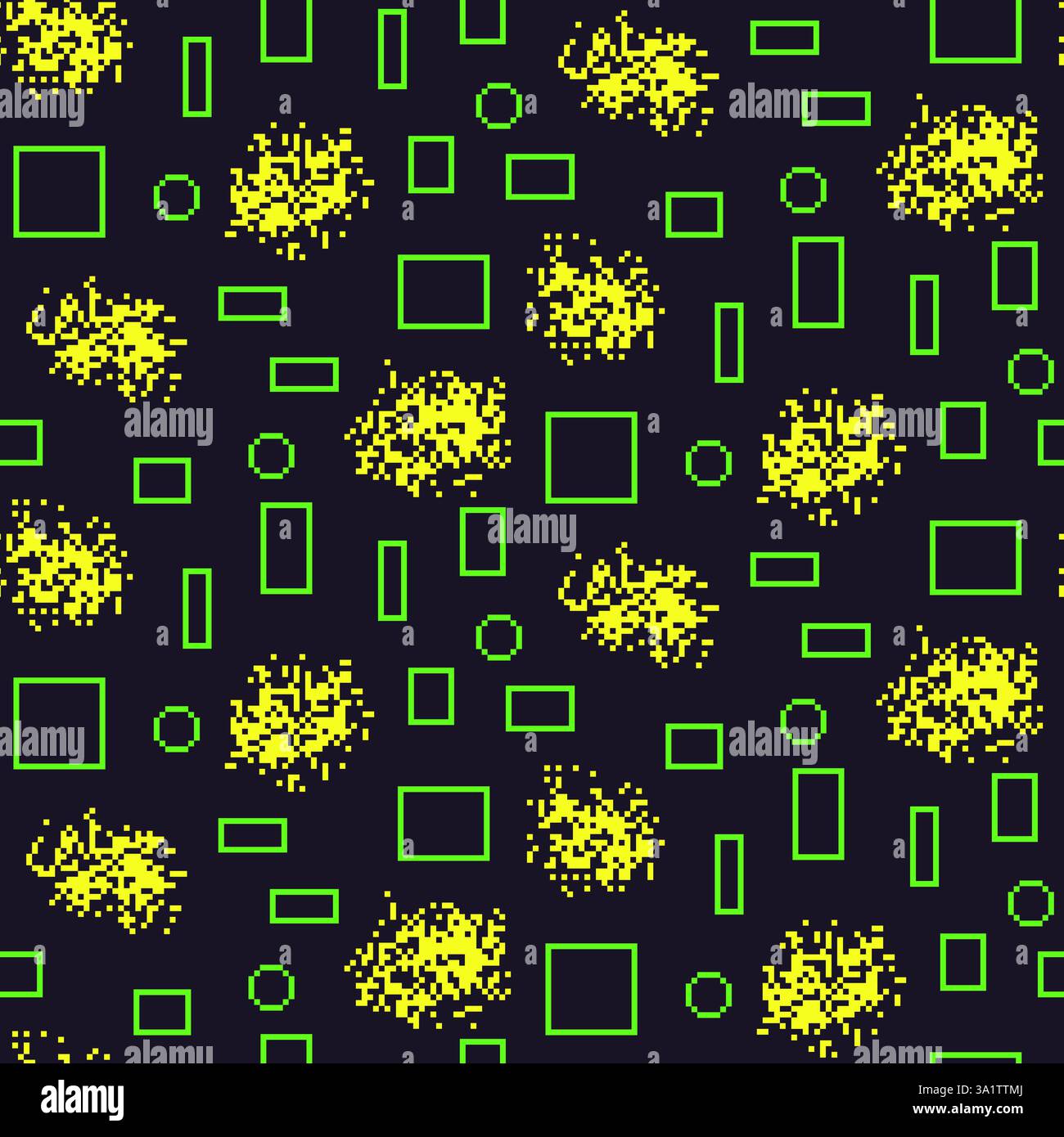 Pixel art geometric seamless pattern. Circular and rectangle ornament 8 ...