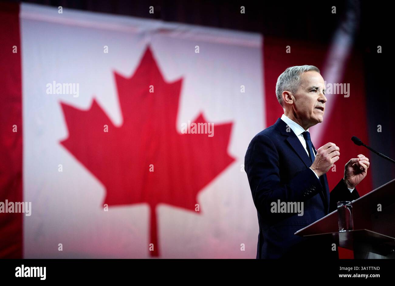 Mark Carney, Leader of the Liberal Party of Canada, speaks after being ...
