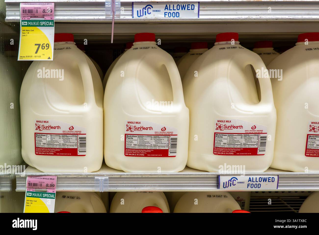 Whole Milk Sun Hearth Gallon Jugs In A Chiller Cabiinet Supermarket ...