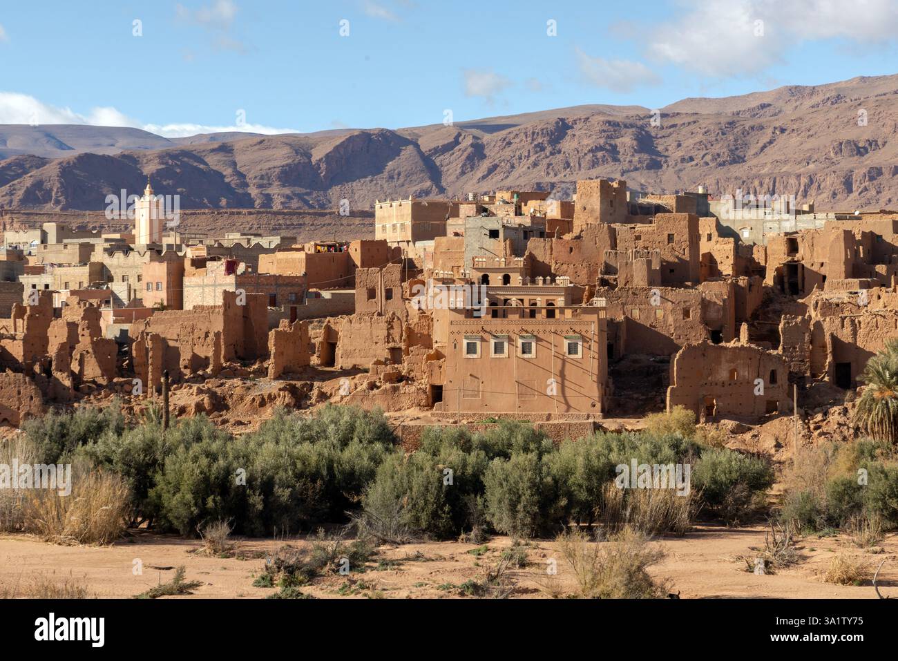 Tinghir, an old French garrison town in the Todra Valley, is built ...