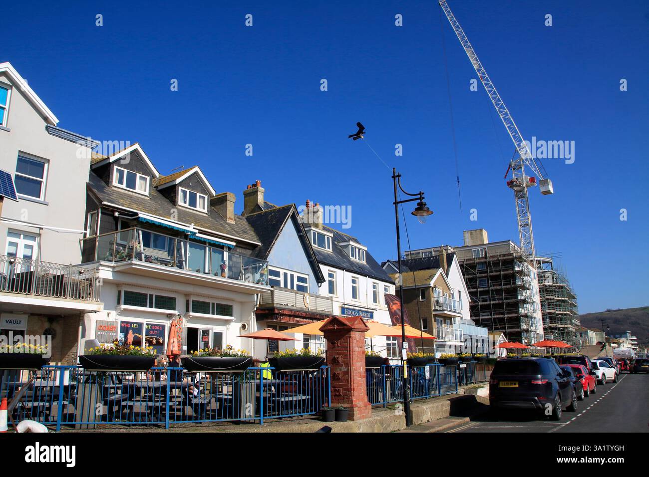 Tower Crane working on Building at Seaton Devon England uk Stock Photo ...
