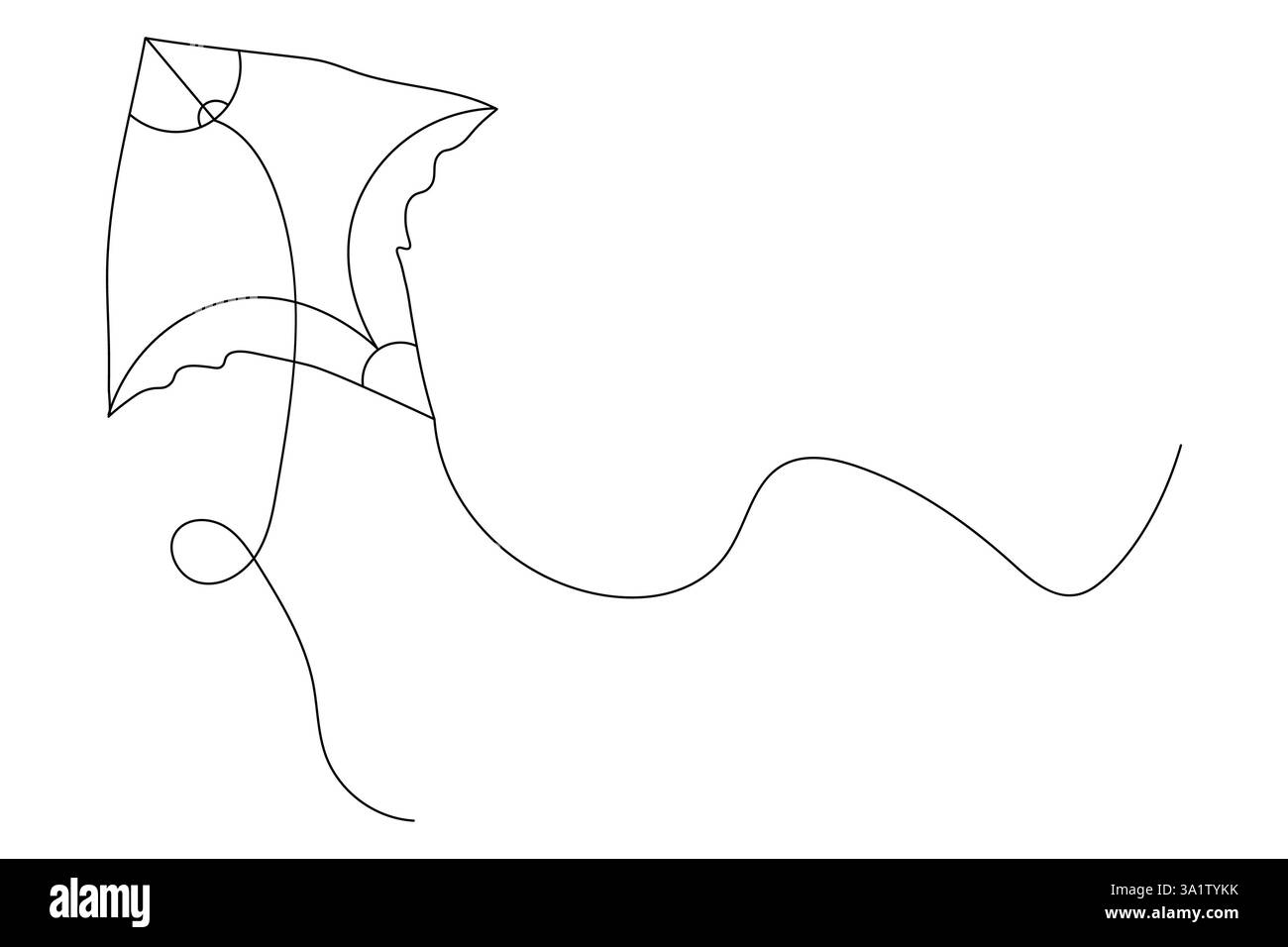 Kite flying in the sky Continuous one line art drawing of scissors ...