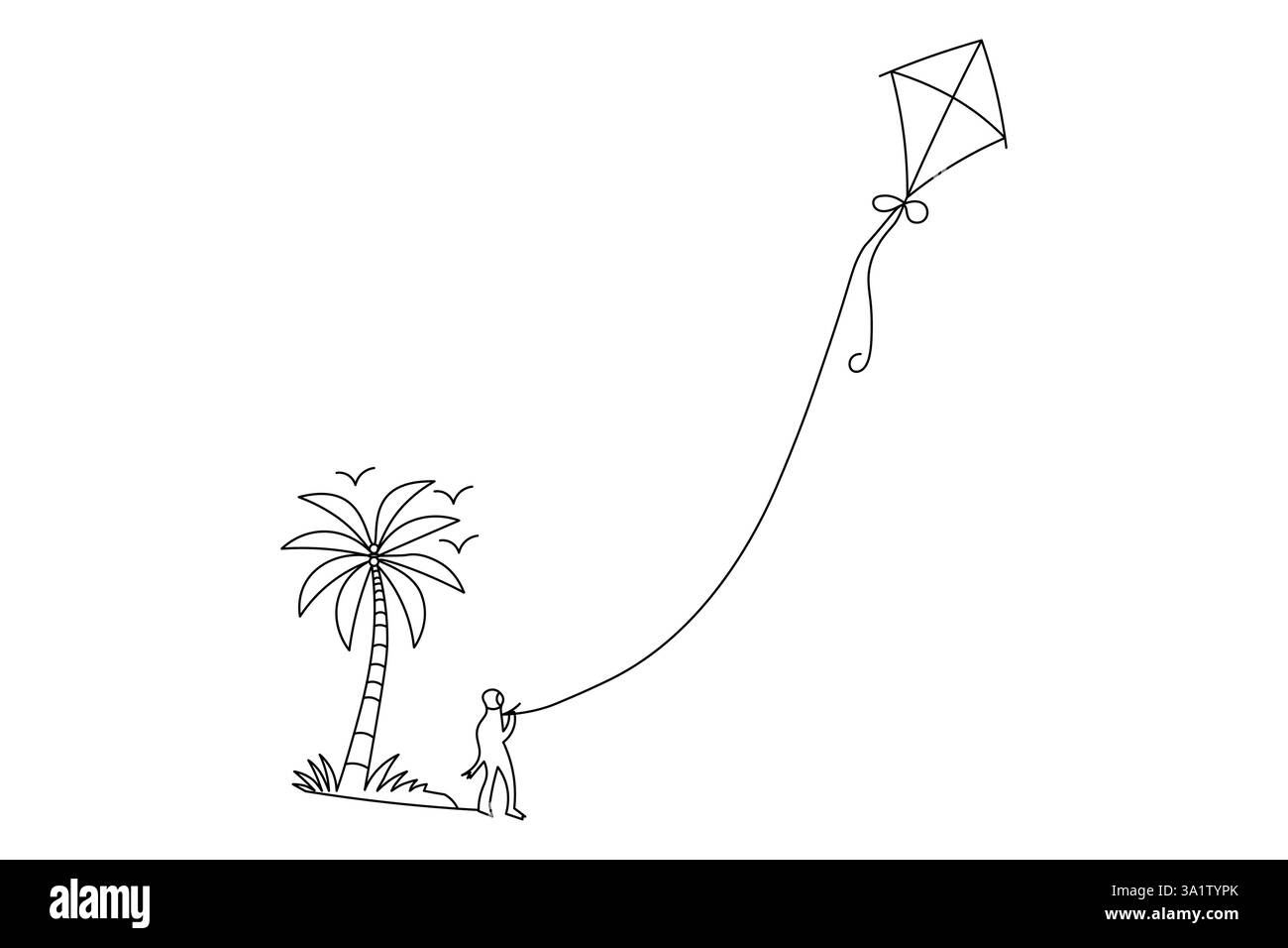 Kite flying in the sky Continuous one line art drawing of scissors ...