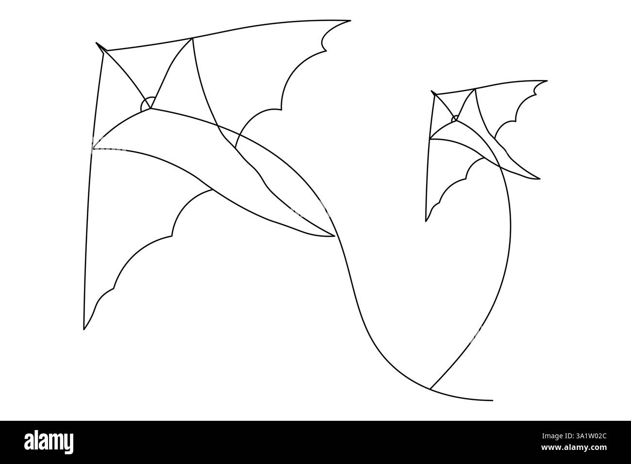 Kite flying in the sky Continuous one line art drawing of scissors ...