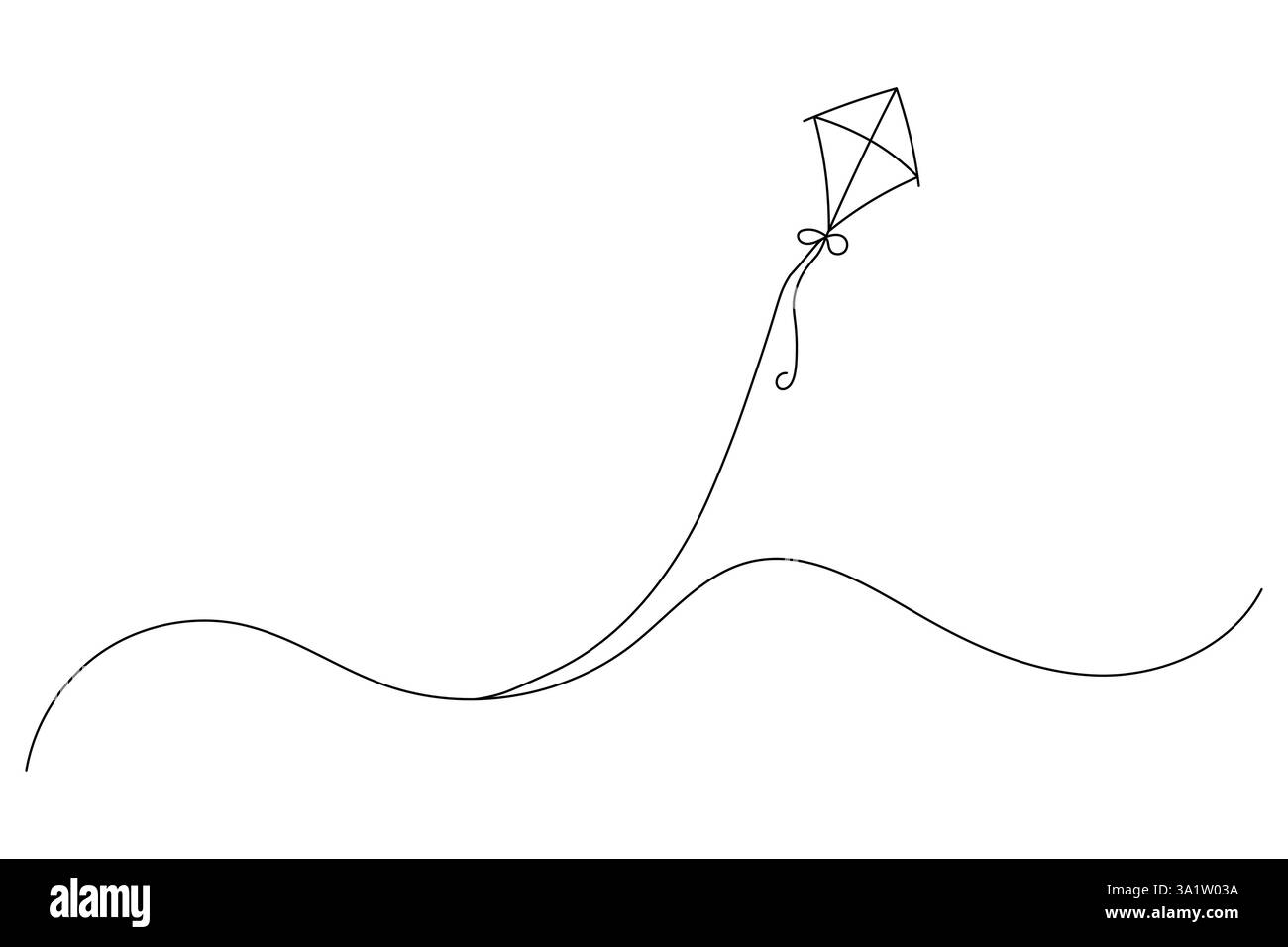 Kite flying in the sky Continuous one line art drawing of scissors ...