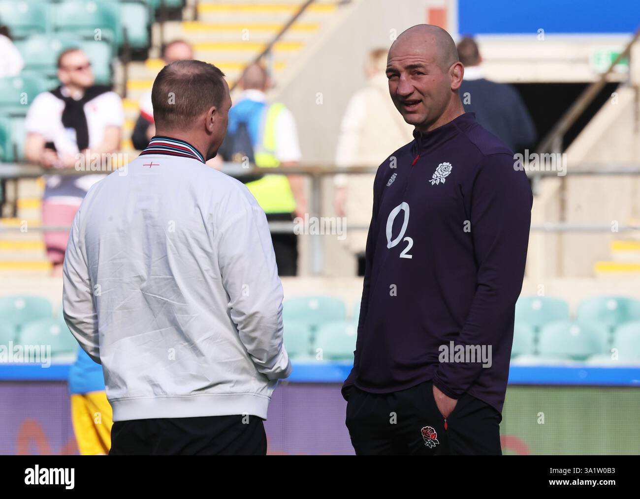 London, UK. 09th Mar, 2025. England's Coach Steve Borthwick before kick off during Guinness Men ...