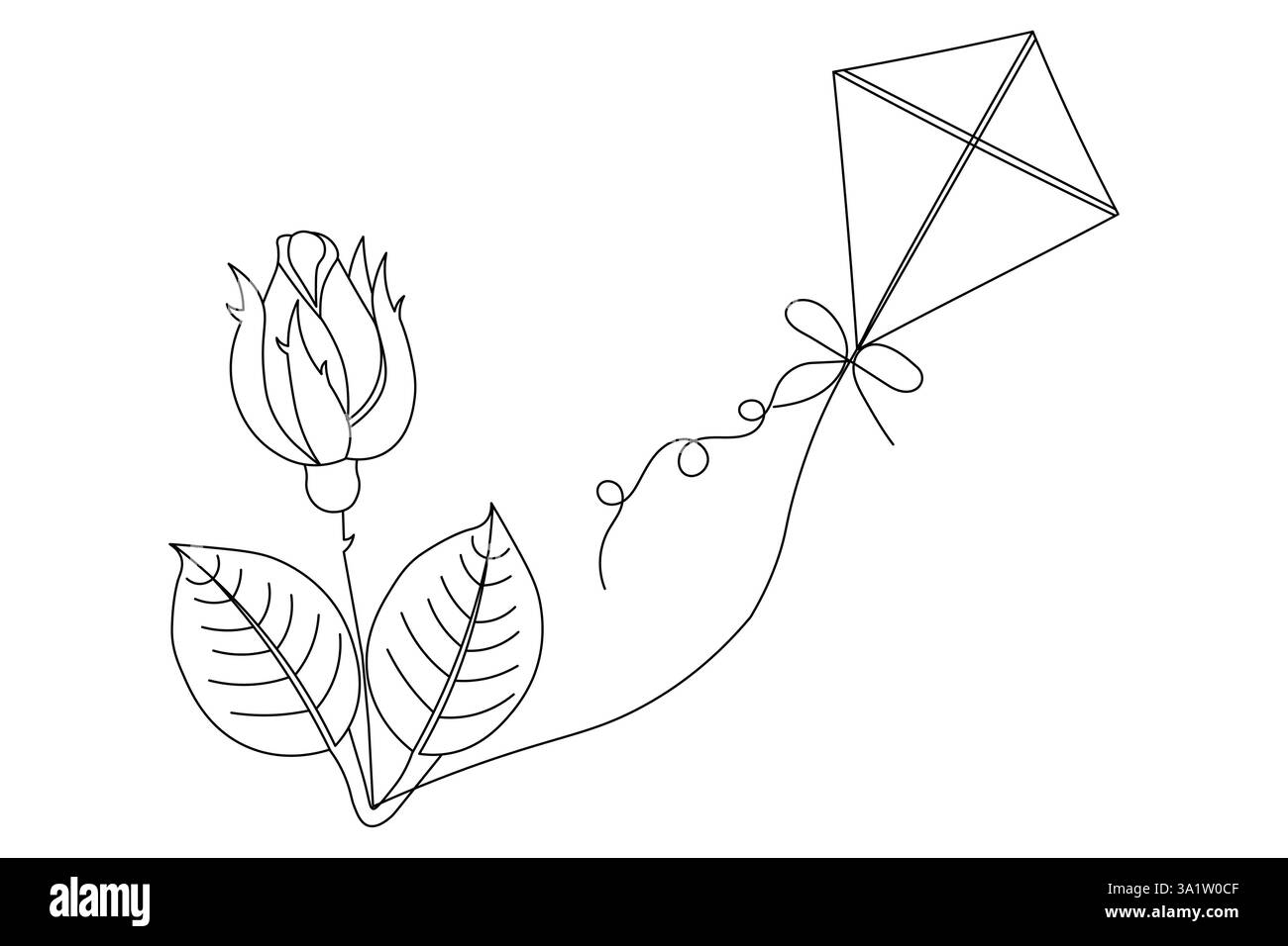 Kite flying in the sky Continuous one line art drawing of scissors ...