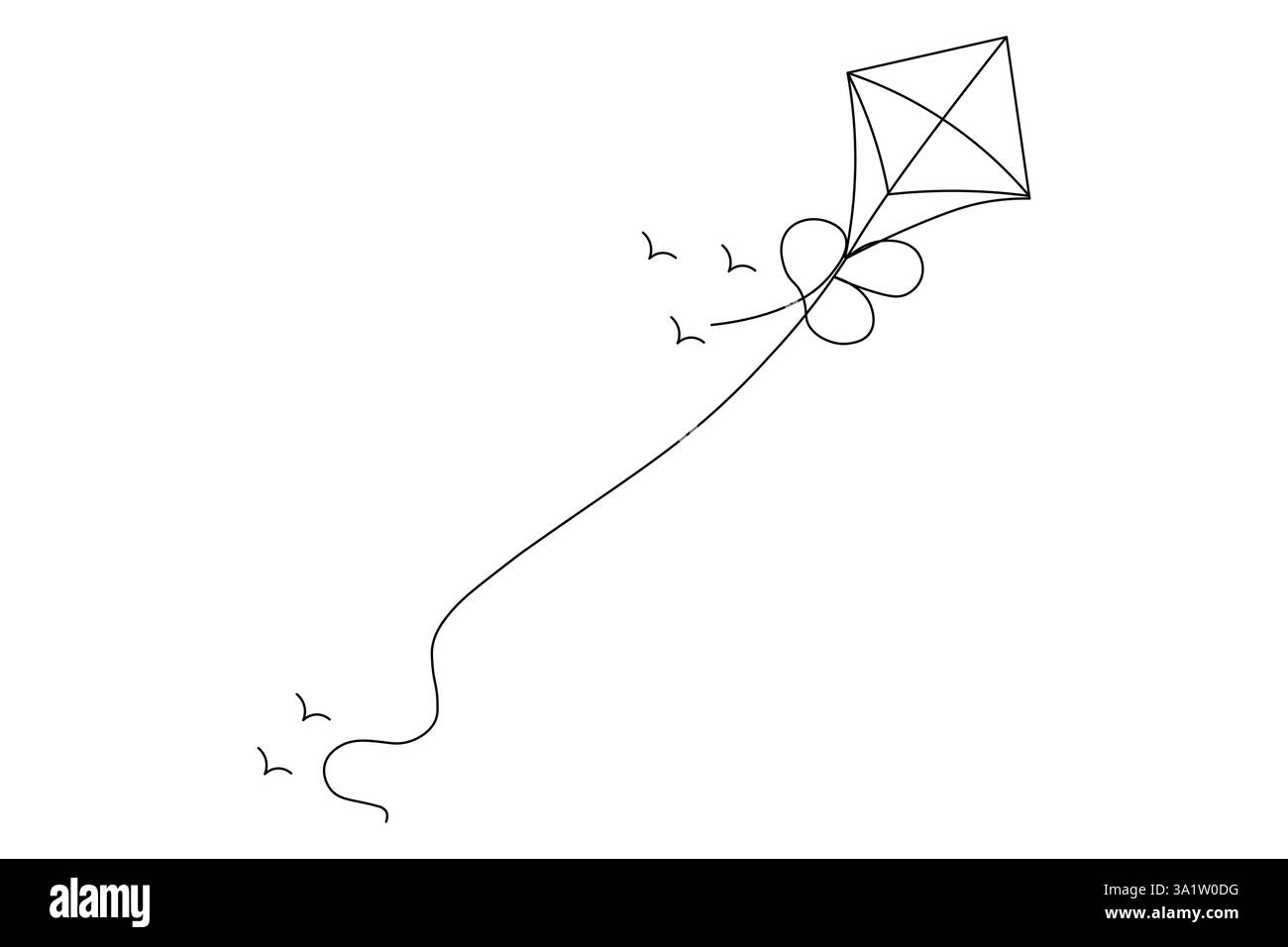 Kite flying in the sky Continuous one line art drawing of scissors ...