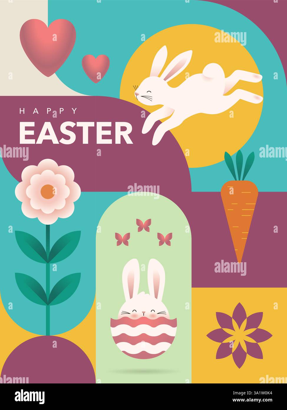 Minimalist Easter postcard or poster design template. Traditional ...