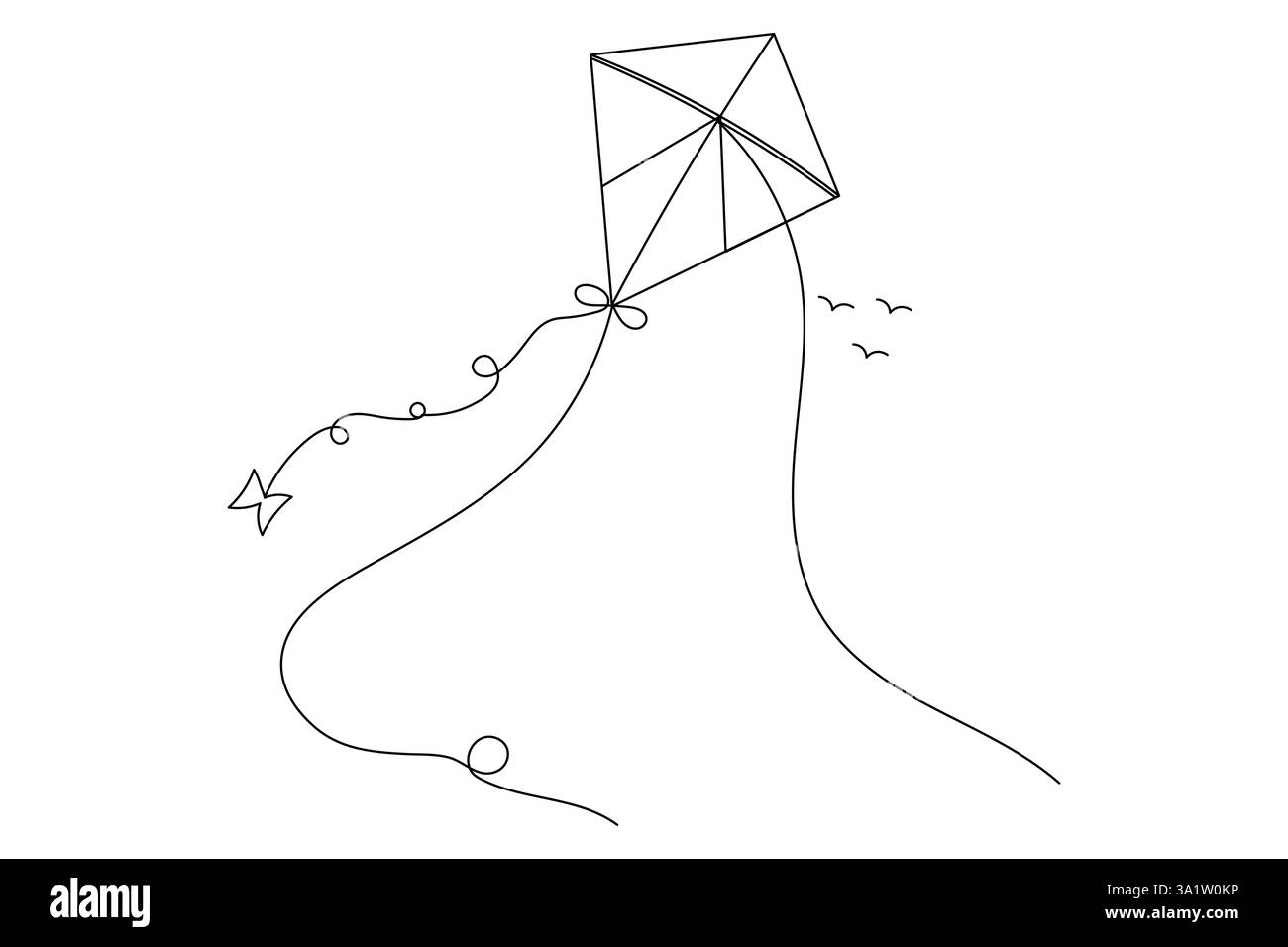 Kite flying in the sky Continuous one line art drawing of scissors ...