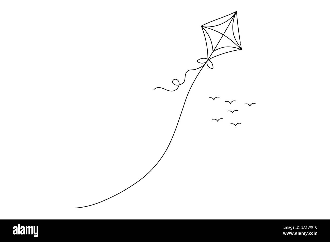 Kite flying in the sky Continuous one line art drawing of scissors ...