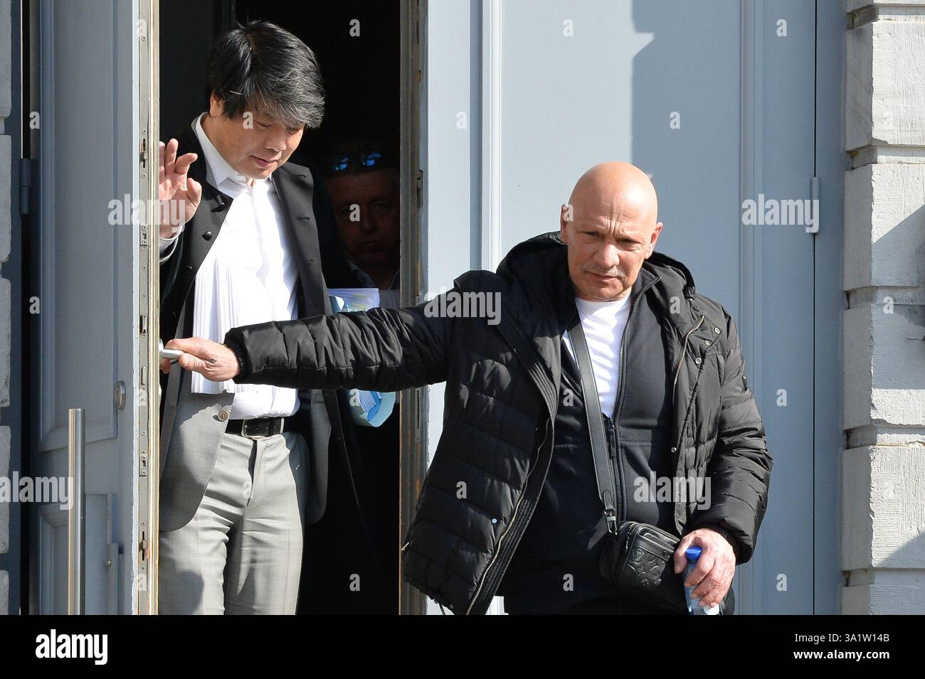 Lawyer Philip Daeninck and the accused Lucio Aquino pictured during the ...