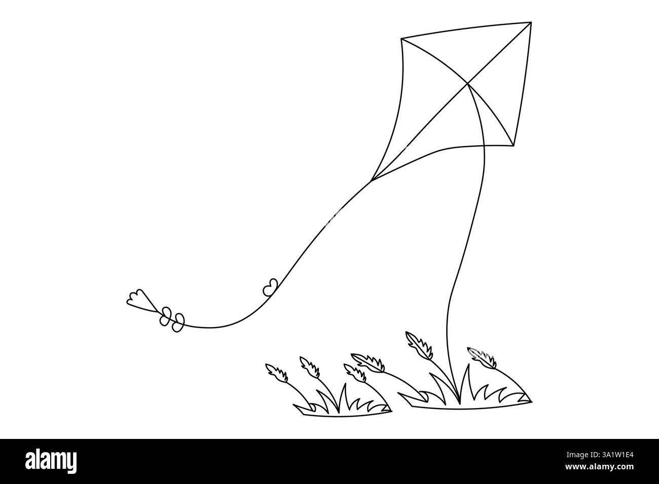 Kite flying in the sky Continuous one line art drawing of scissors ...