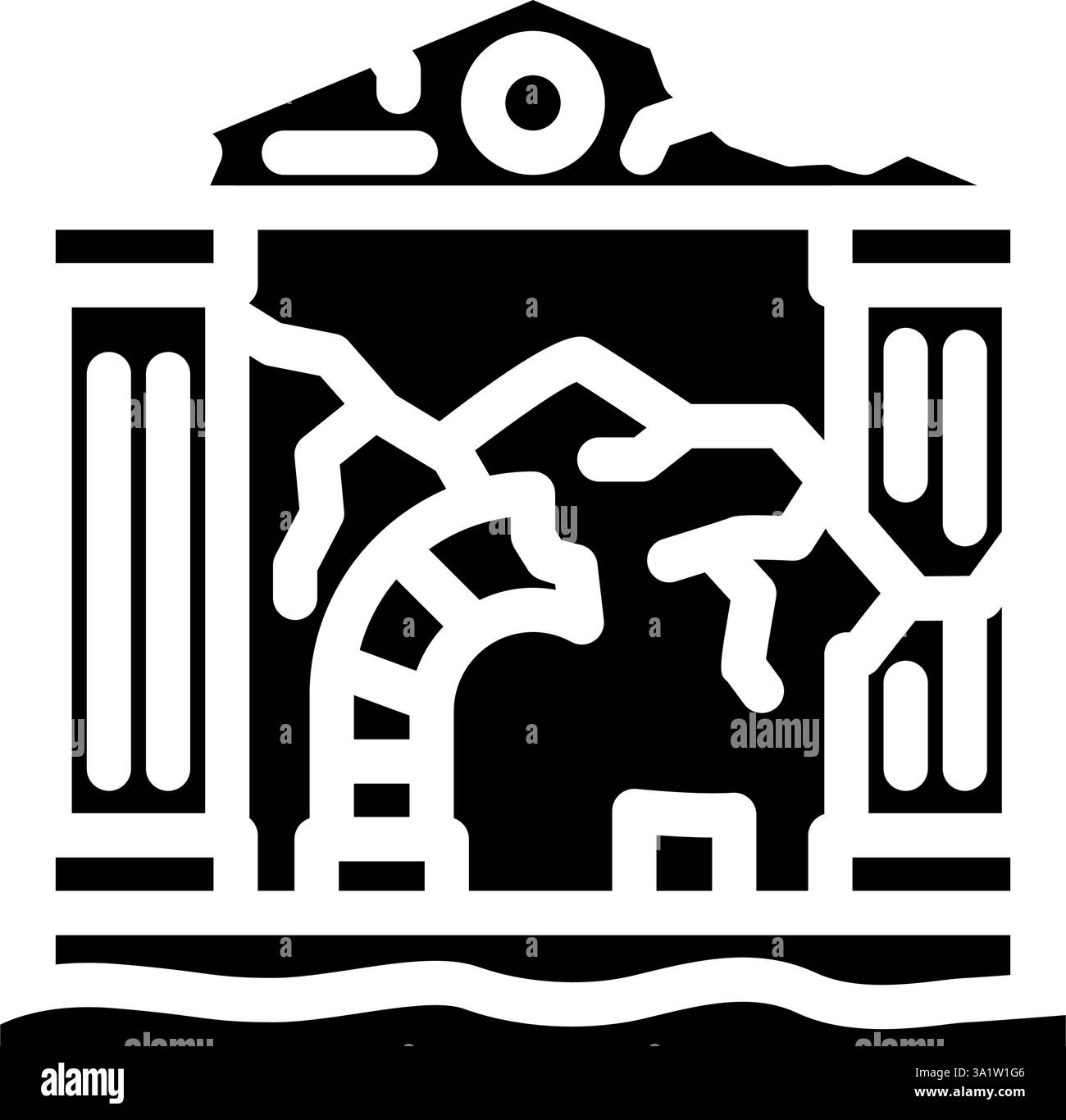 ancient ruins geographical discoveries glyph icon vector illustration ...