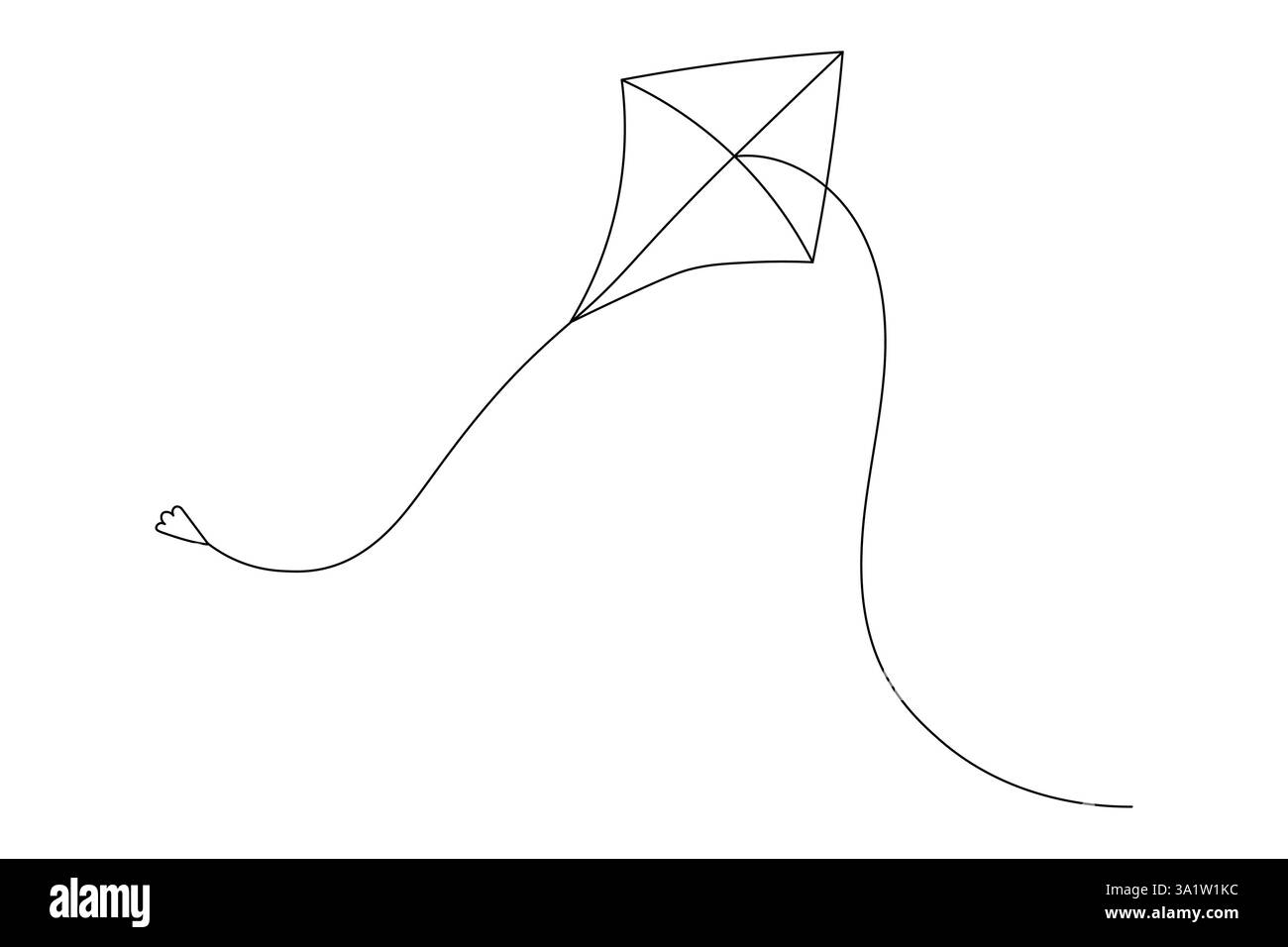 Kite flying in the sky Continuous one line art drawing of scissors ...