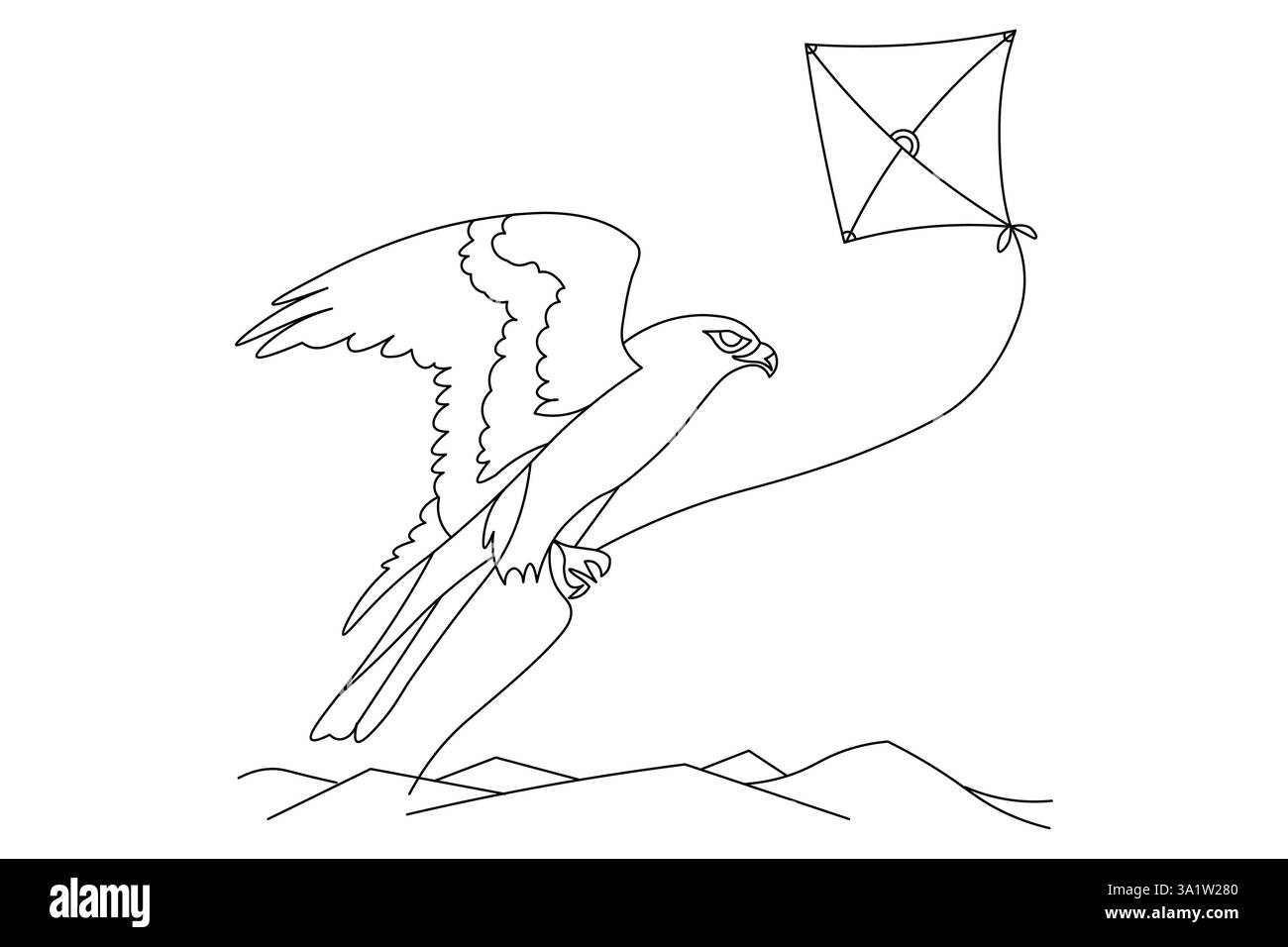 Kite flying in the sky Continuous one line art drawing of scissors ...