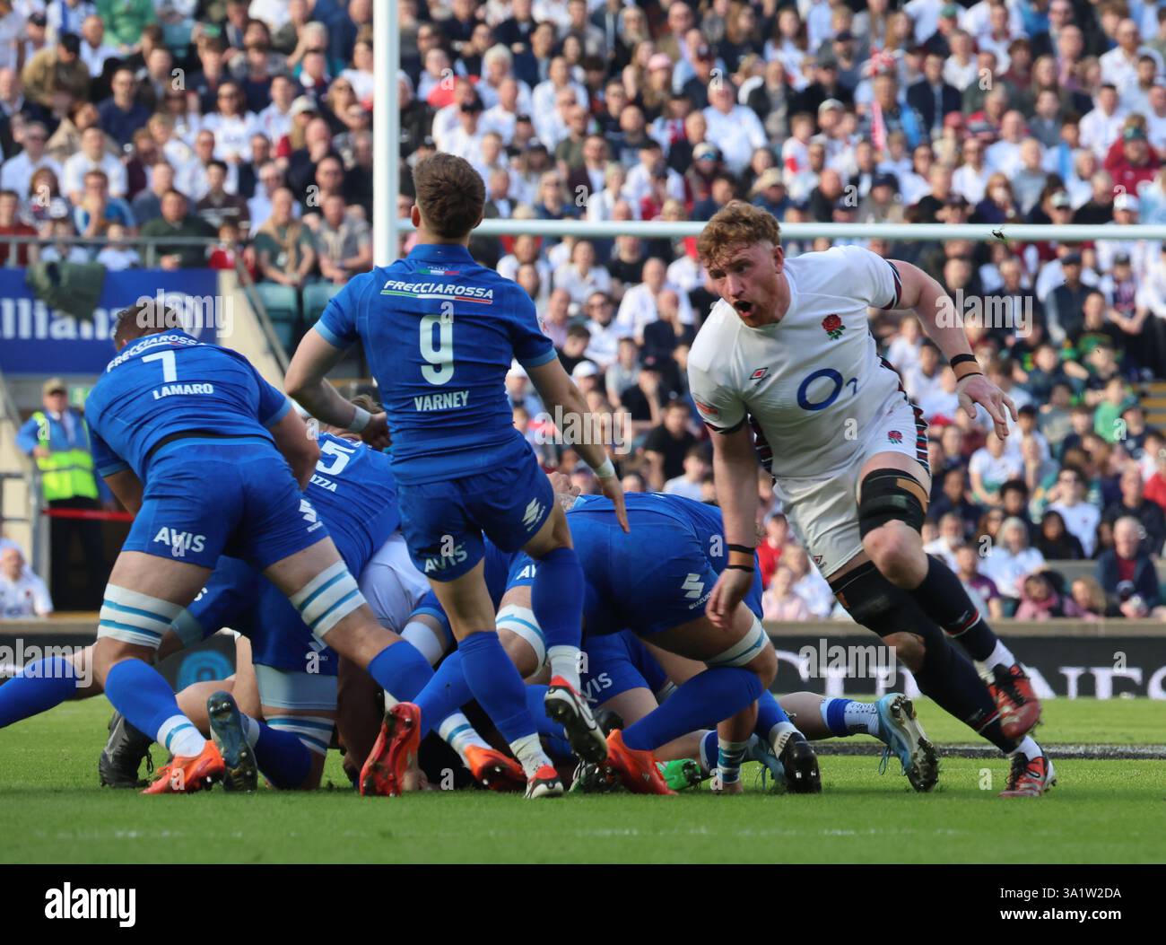 London, UK. 09th Mar, 2025. L-R Sebastian Negri(Benetton Rugby) of ...
