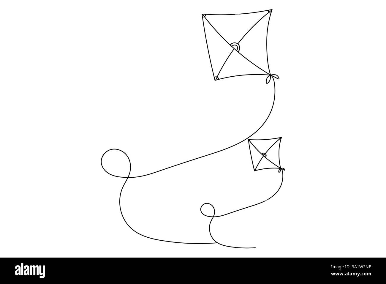 Kite flying in the sky Continuous one line art drawing of scissors ...