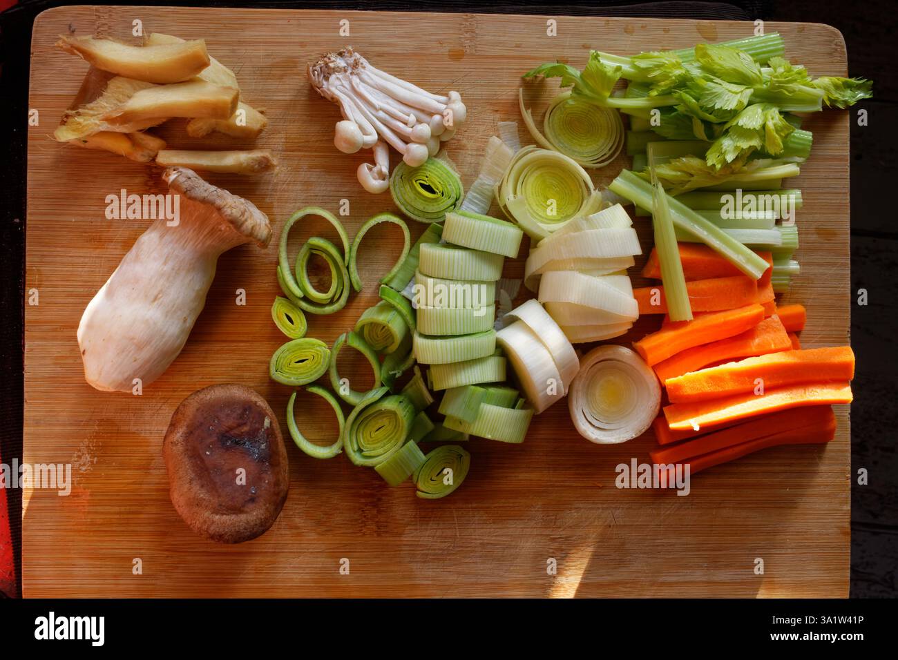 Assorted vegetables cut in preparation of an asian meal Stock Photo - Alamy