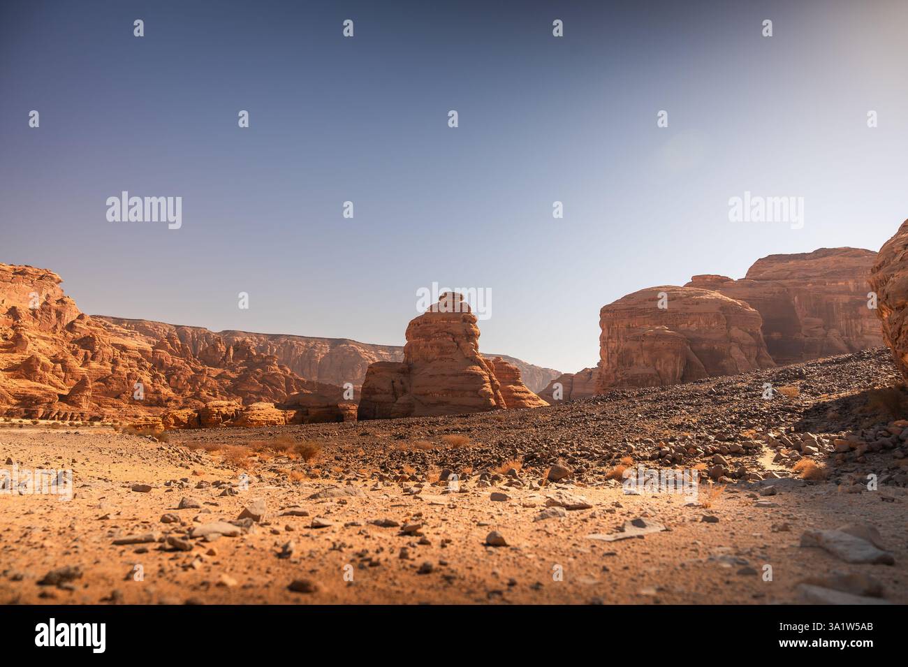Scenic view of desert against clear blue sky, A beautiful Landscape ...