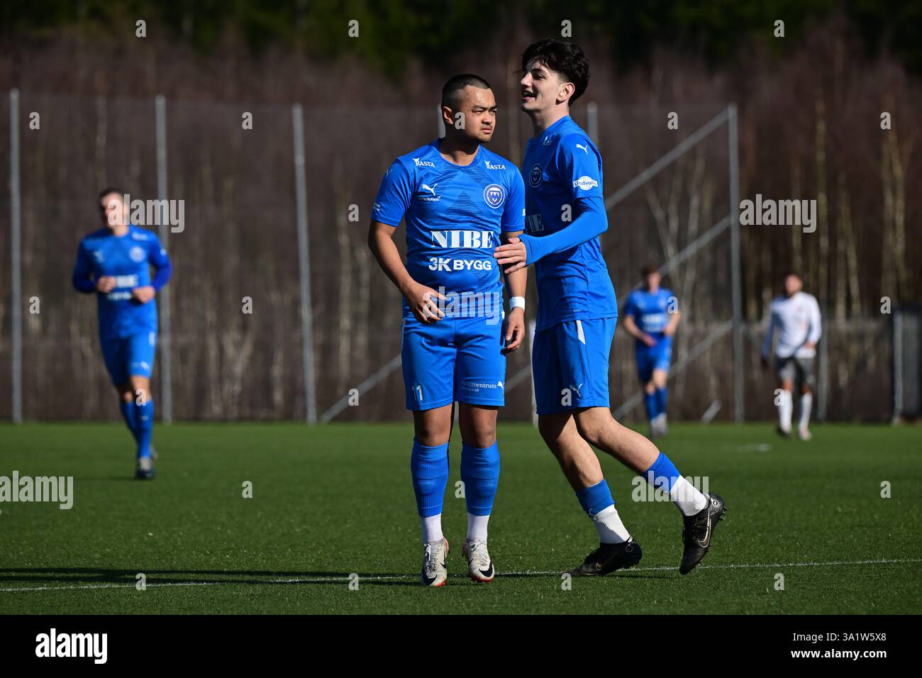 Markaryd, Kronoberg, Sweden. March 8 2025. Football match. Markaryd IF ...