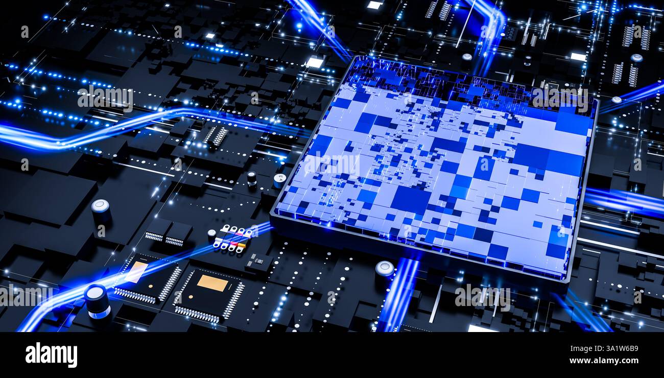 Next-generation AI processor on modern motherboard, cutting-edge computing power, data ...