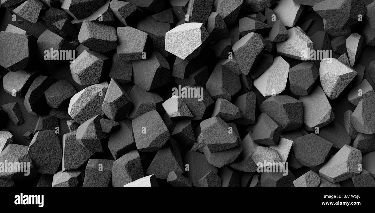 Realistic stone texture with angular rock formations, grayscale ...
