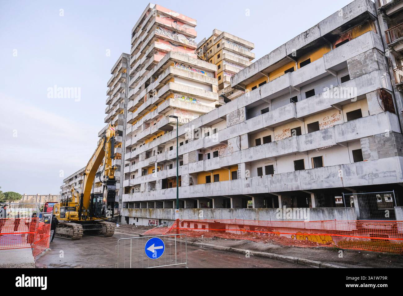 One of the so-called "Sails yellow of Scampia, a tower block known as a ...