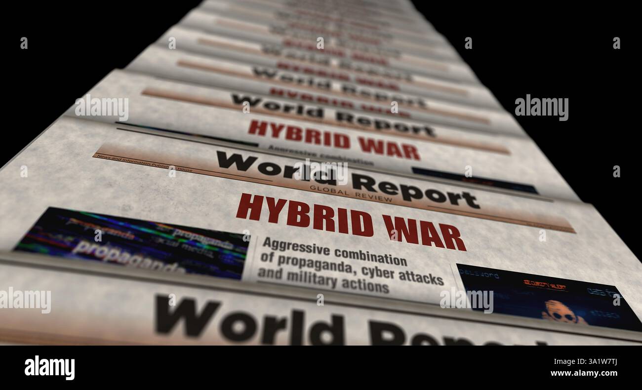 Hybrid war digital attack and cyber warfare vintage news and newspaper ...