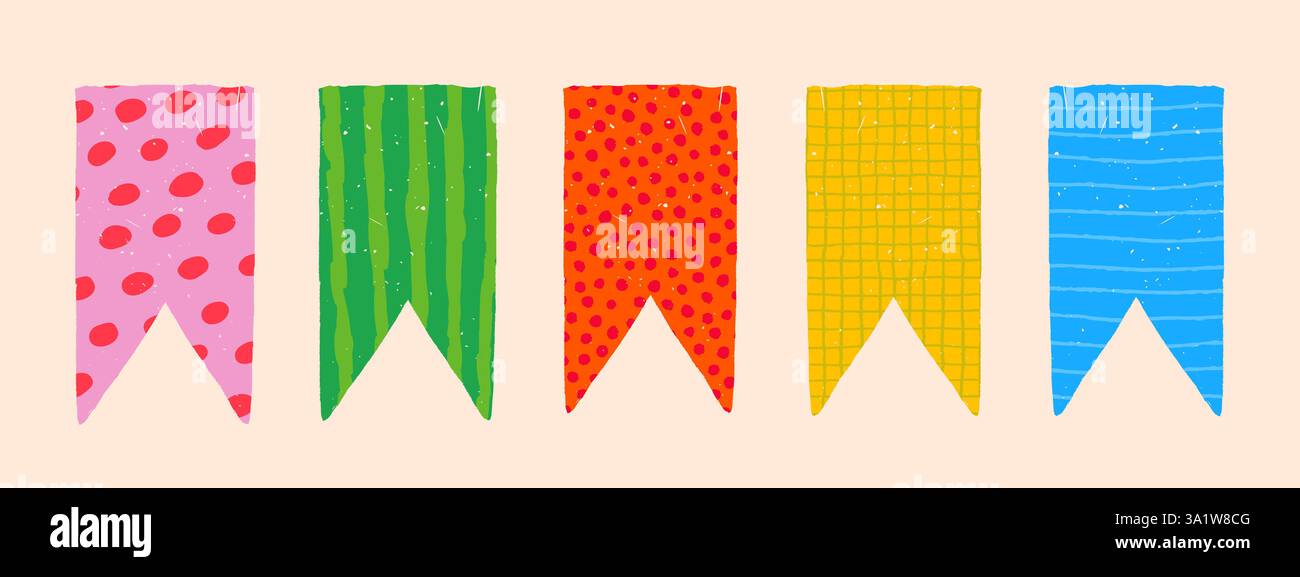 Vector abstract bookmarks and flag banners for notebook or diary with ...