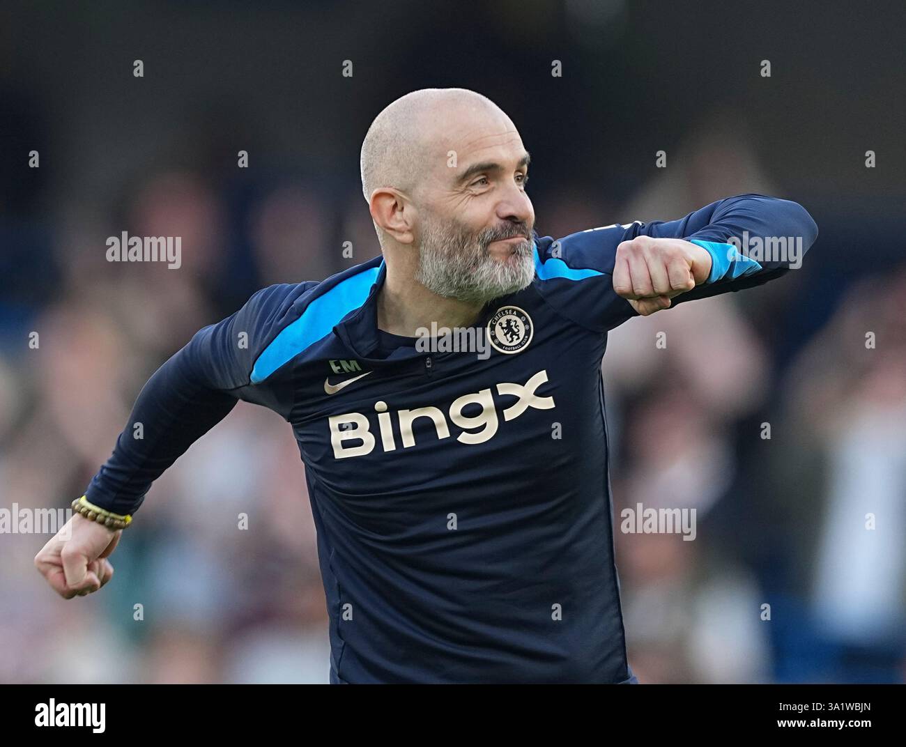 Chelsea's head coach Enzo Maresca celebrates 1-0 win during the English ...