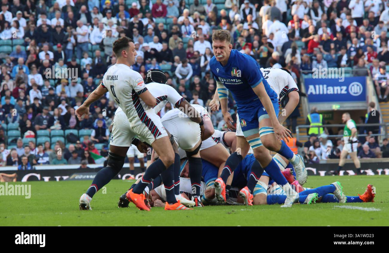 L-R England's Alex Mitchell(Northampton Saints) and Federico Ruzza ...
