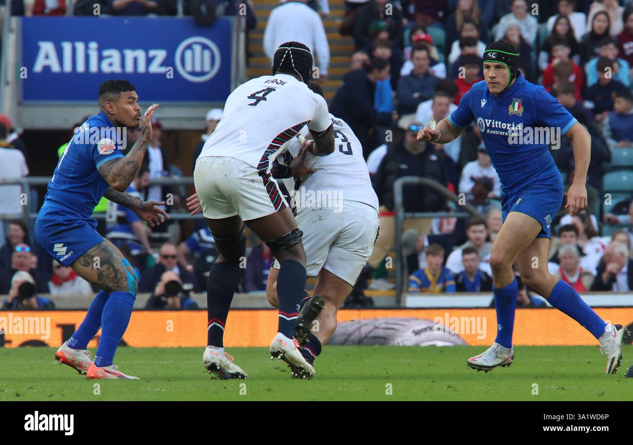 Monty Ioane of Italy (LEFT) in action during Guinness Men's Six Nations ...