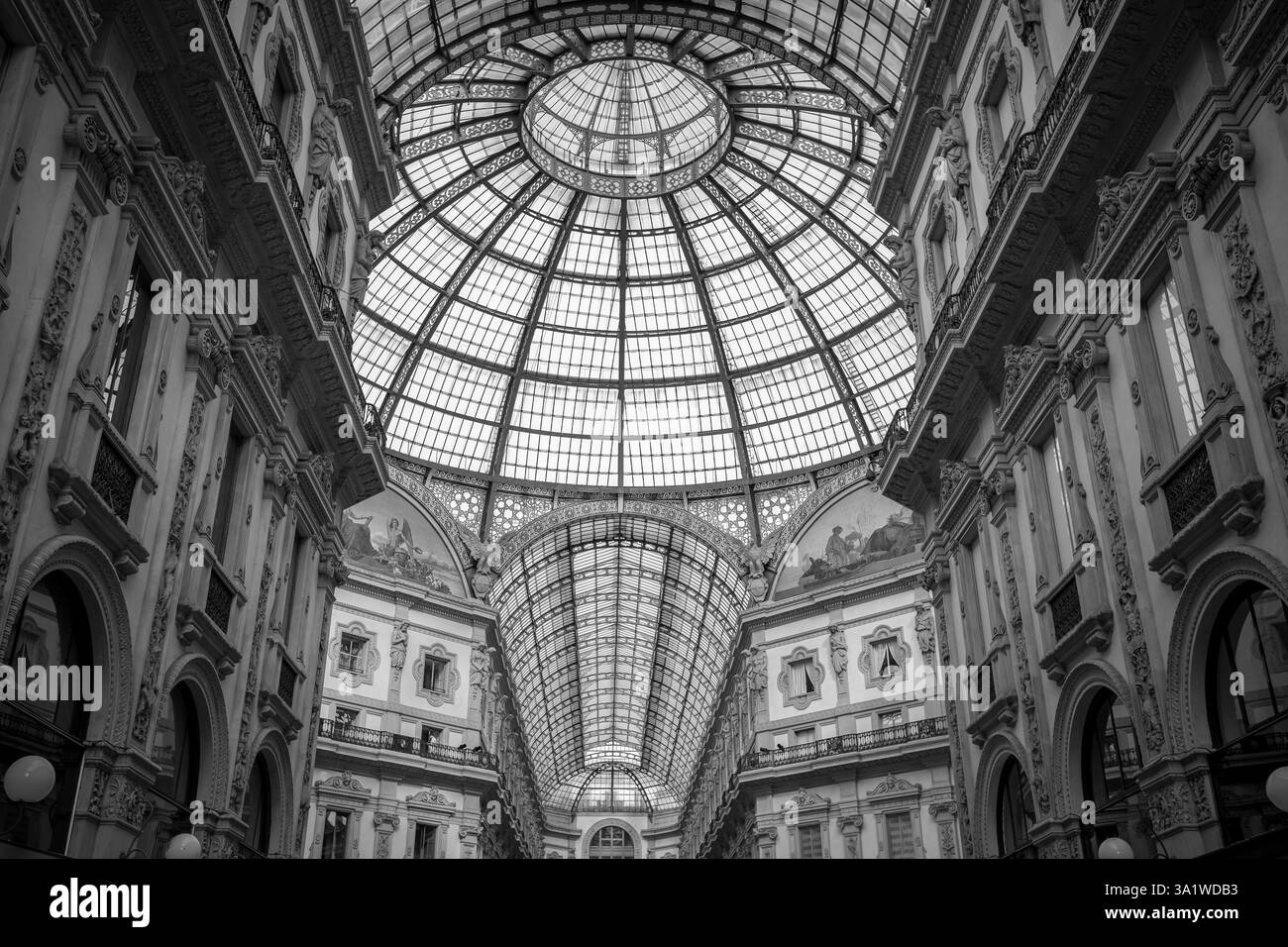 Galleria Vittorio Emanuele II Interior, Milan. Natural light floods the ...