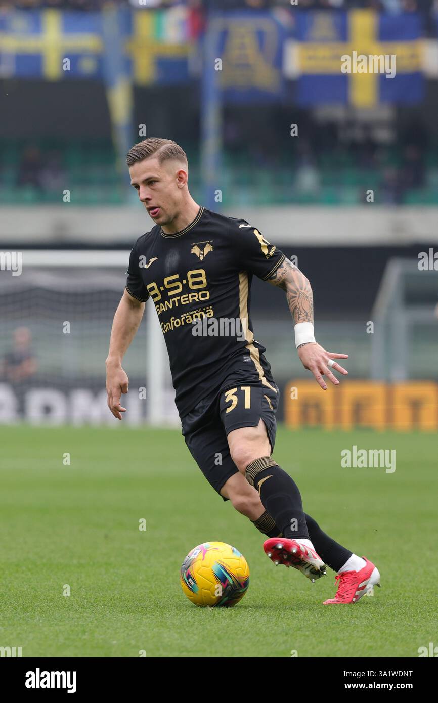 Tomas Suslov of Hellas Verona FC seen in action during the Italian ...