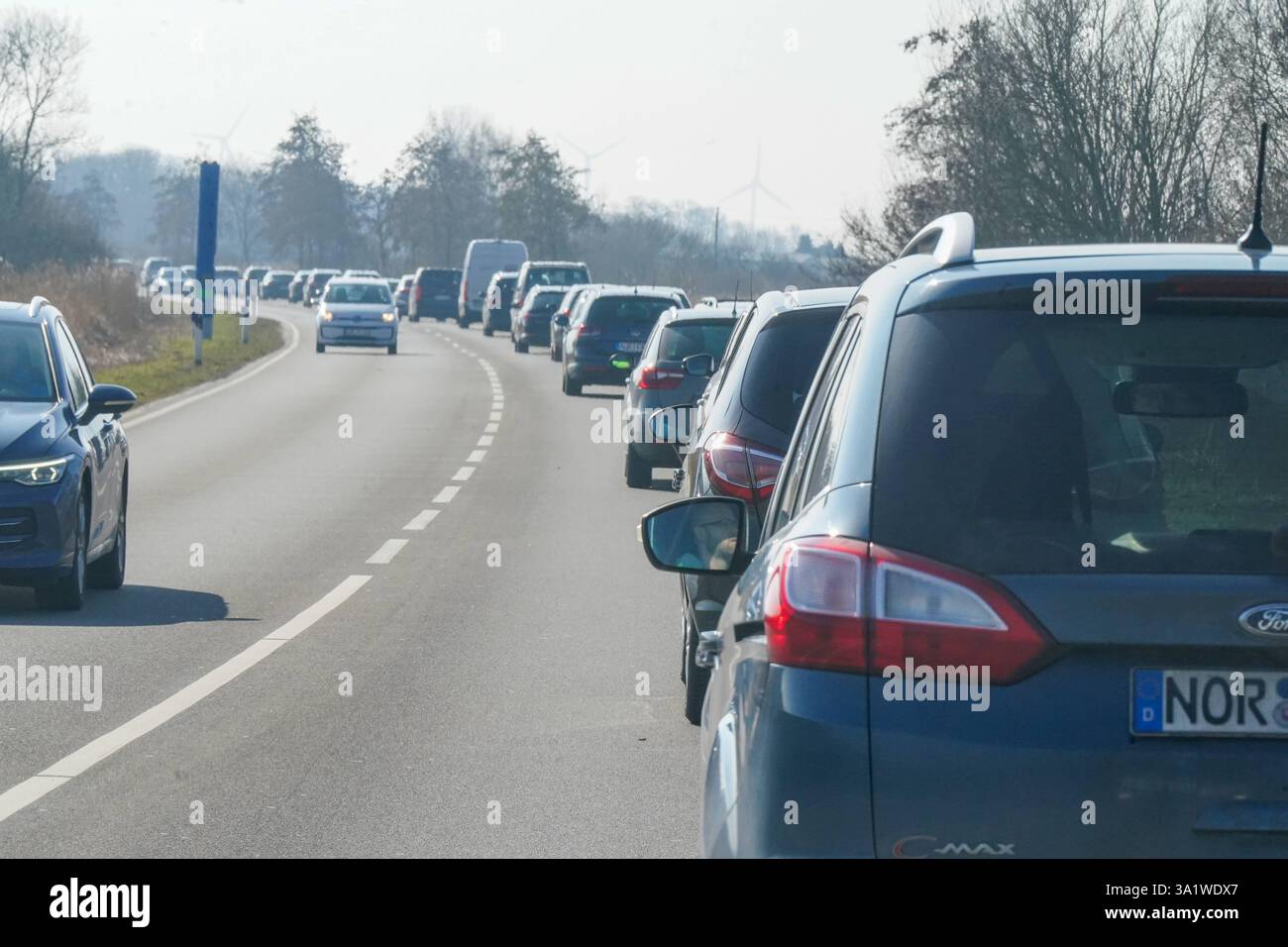 Deutschland, Europa, Stau, Straßenverkehr, Autoschlange, Landstraße ...