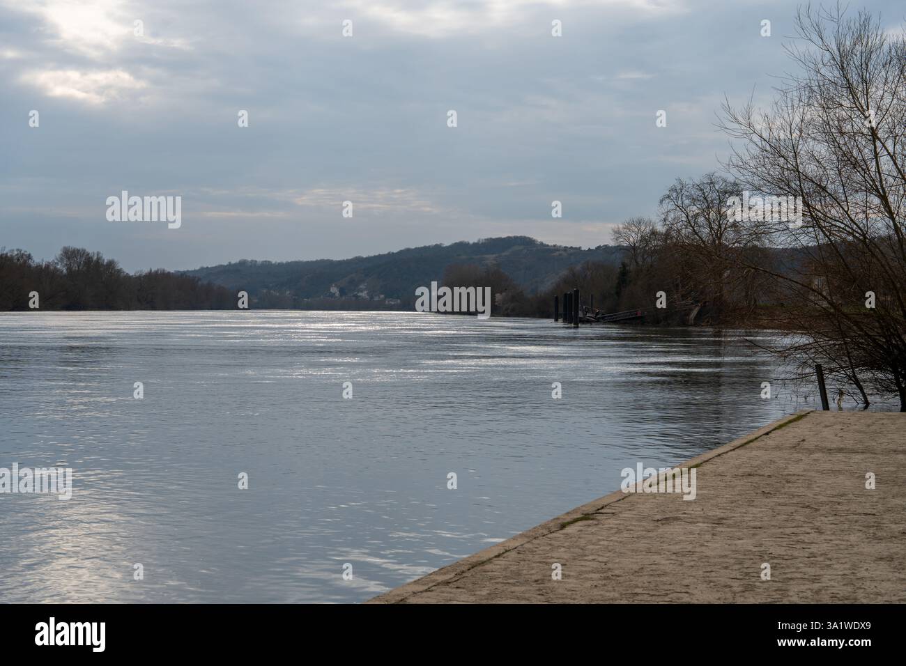 Reflections on the Serene Seine River at La Roche-Guyon, France during ...