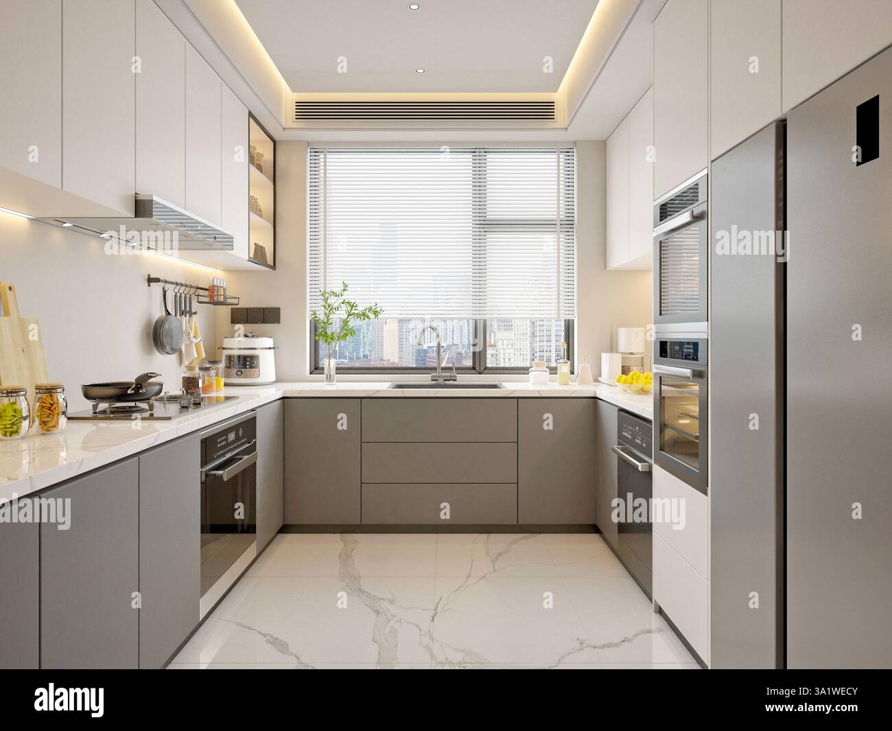 3d render modern kitchen Stock Photo - Alamy