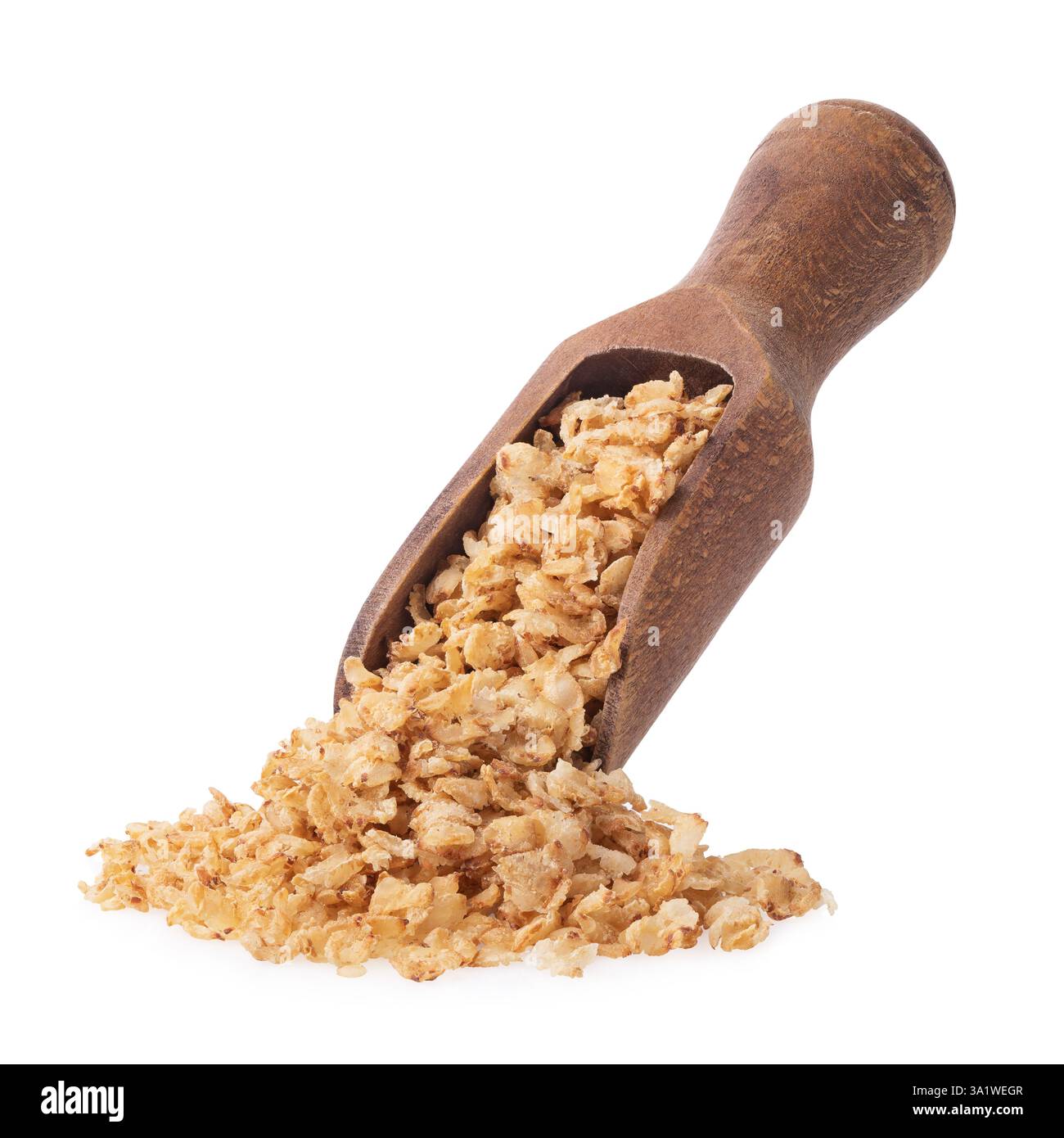 Wooden ladle with buckwheat flakes isolated on white background ...