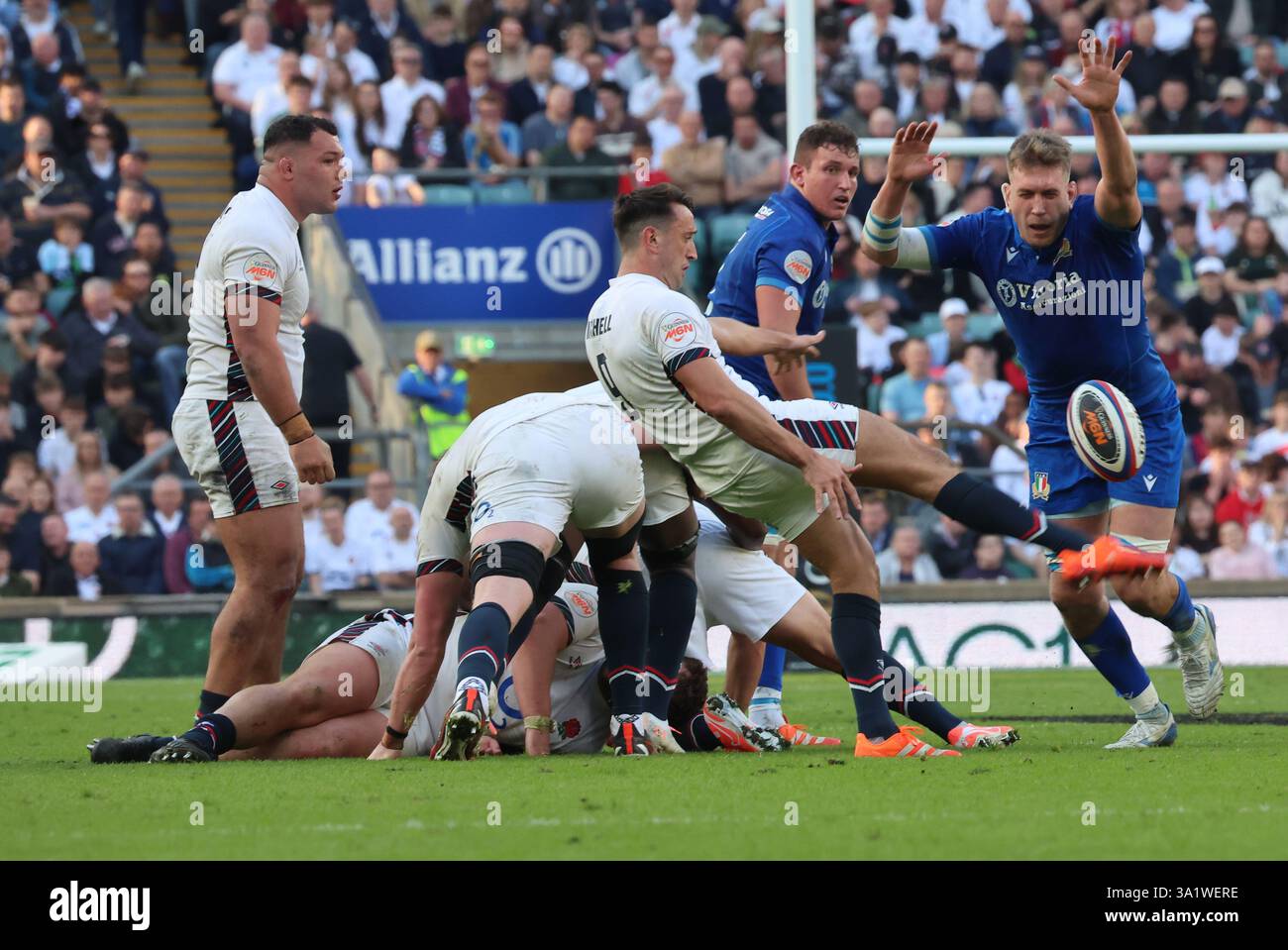 London, UK. 09th Mar, 2025. England's Alex Mitchell(Northampton Saints ...
