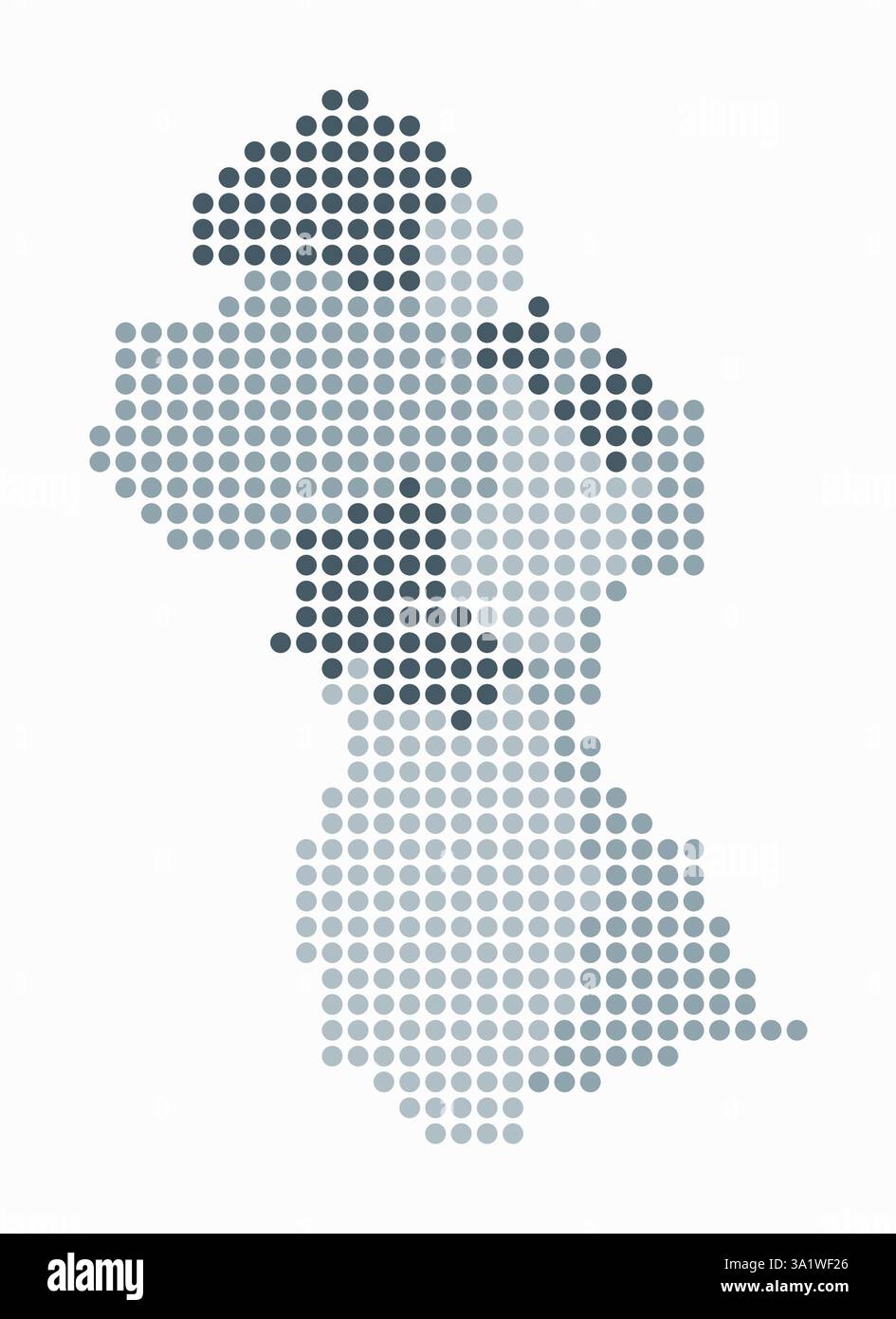 Guyana dotted map. Digital style map of the country on white background. Guyana shape with ...