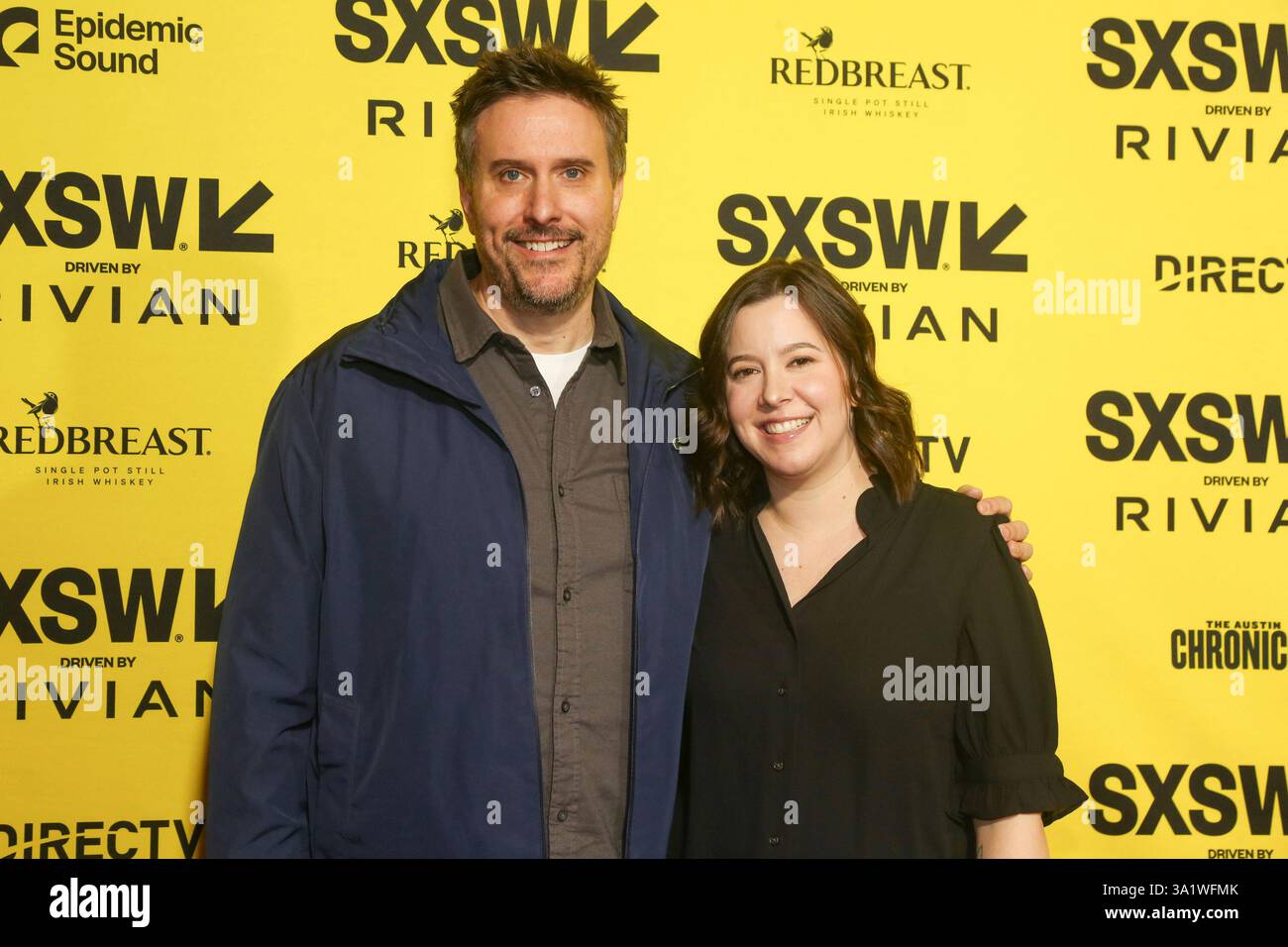 Writers Chris Roach, left, and Jillian Jacobs arrive for the world ...