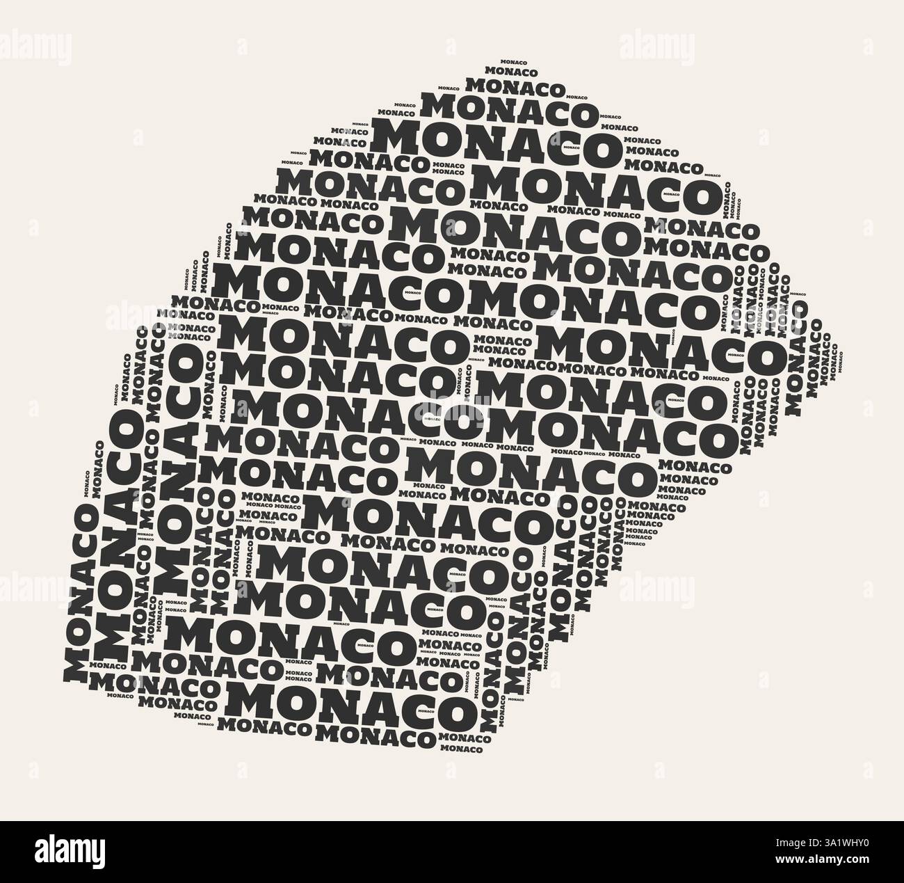 Monaco word cloud. Country with regions division. Monaco typographic ...