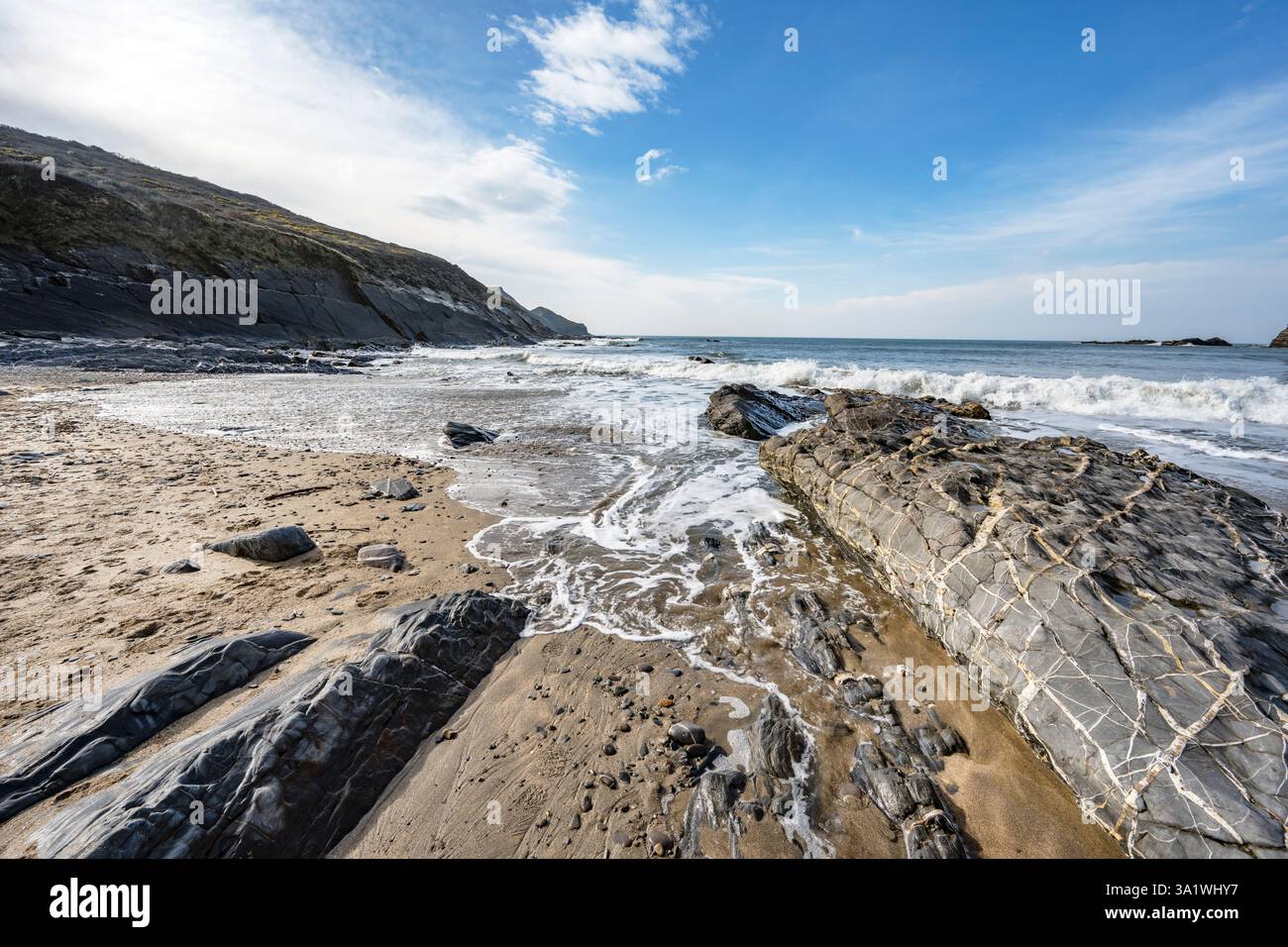 Natural rock formations created by the sea at Crackington Haven in ...