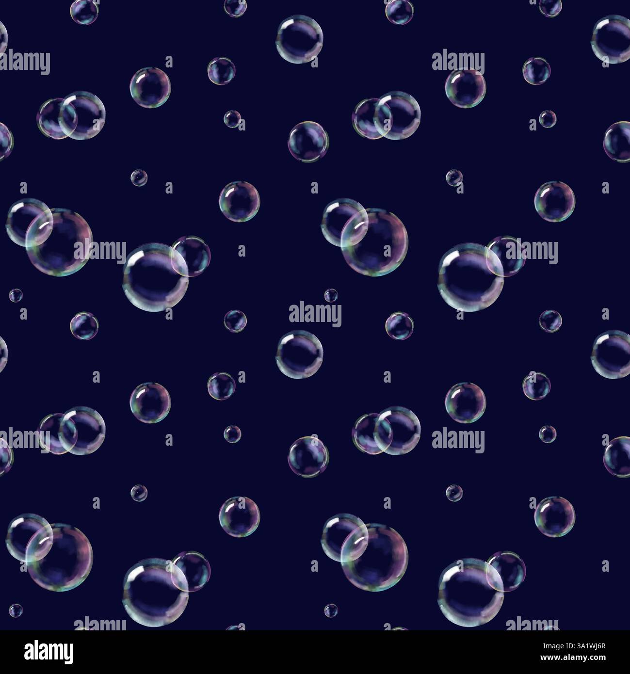 Soap bubbles on seamless border. Watercolor digital illustration ...