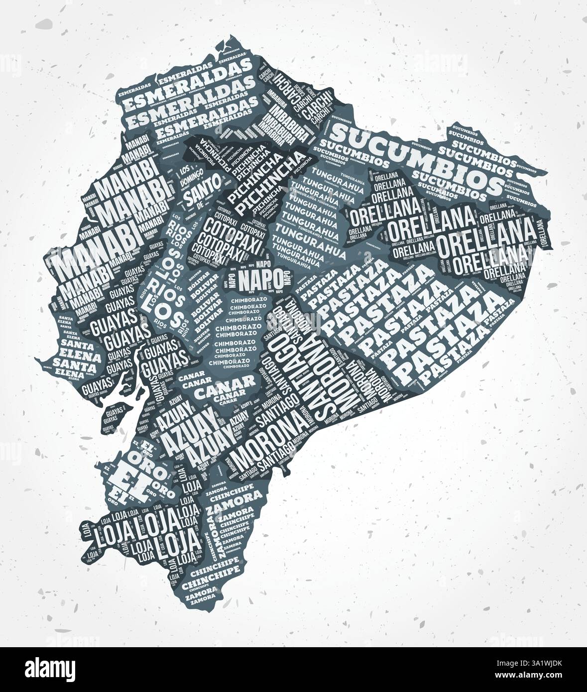 Ecuador regions word clouds. Country shape on textured background ...