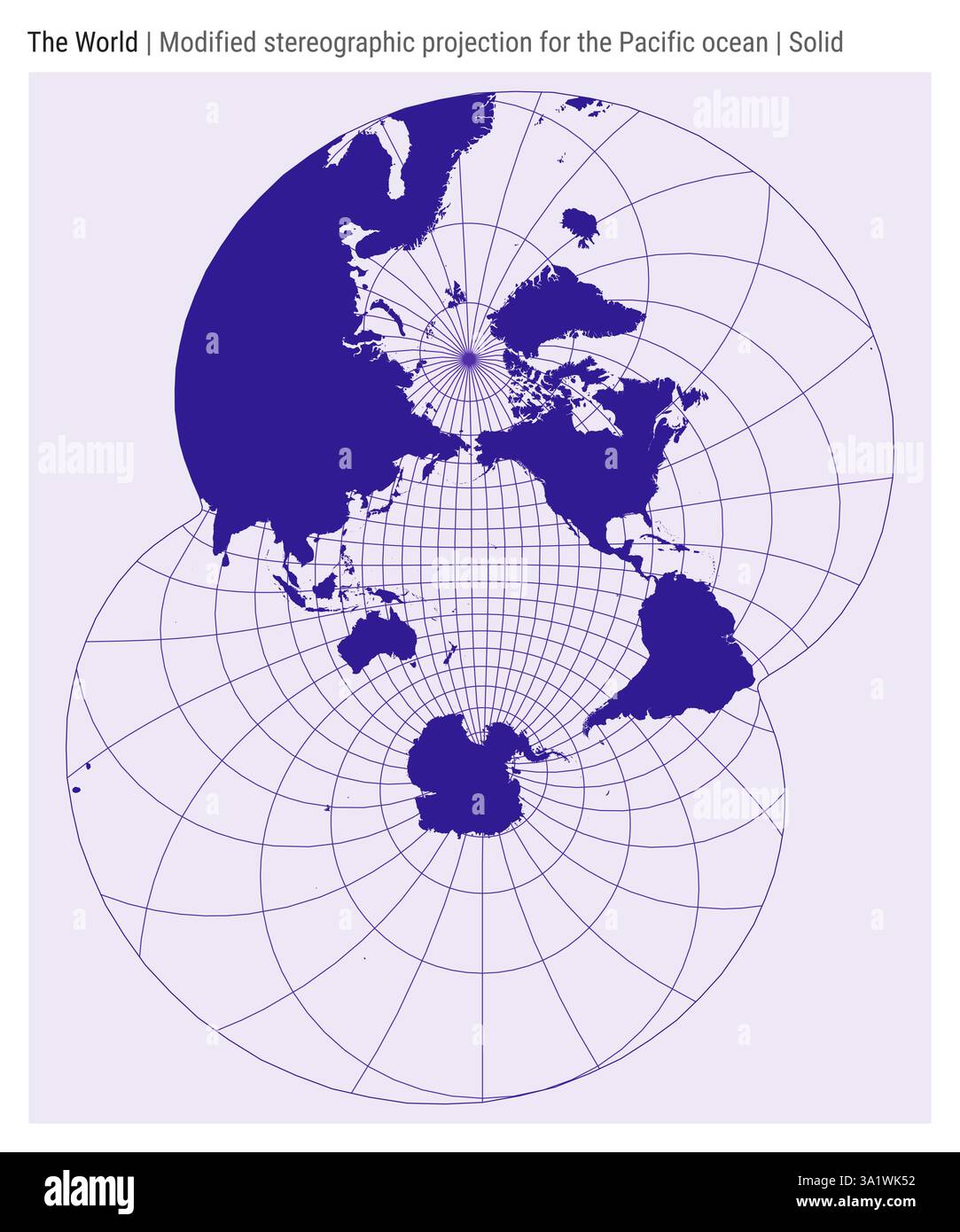 World Map. Modified stereographic projection for the Pacific ocean ...