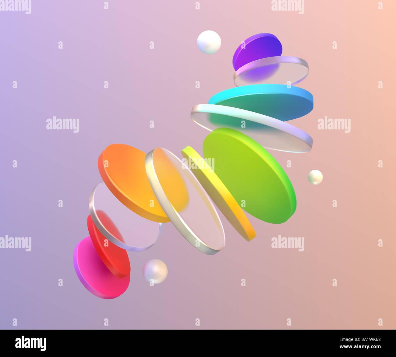 3D shapes. Abstract glass color objects. Art circle design elements ...