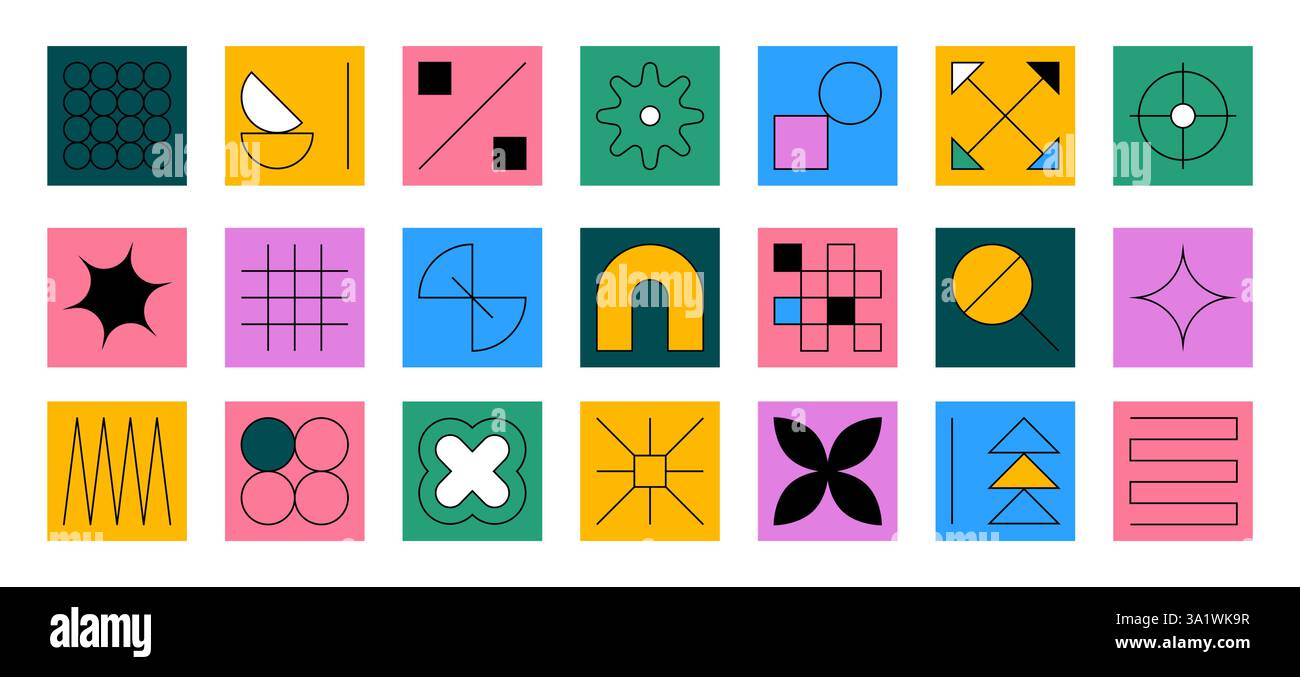 Minimal icons. Blueprint line shapes, architecture imagination symbols ...